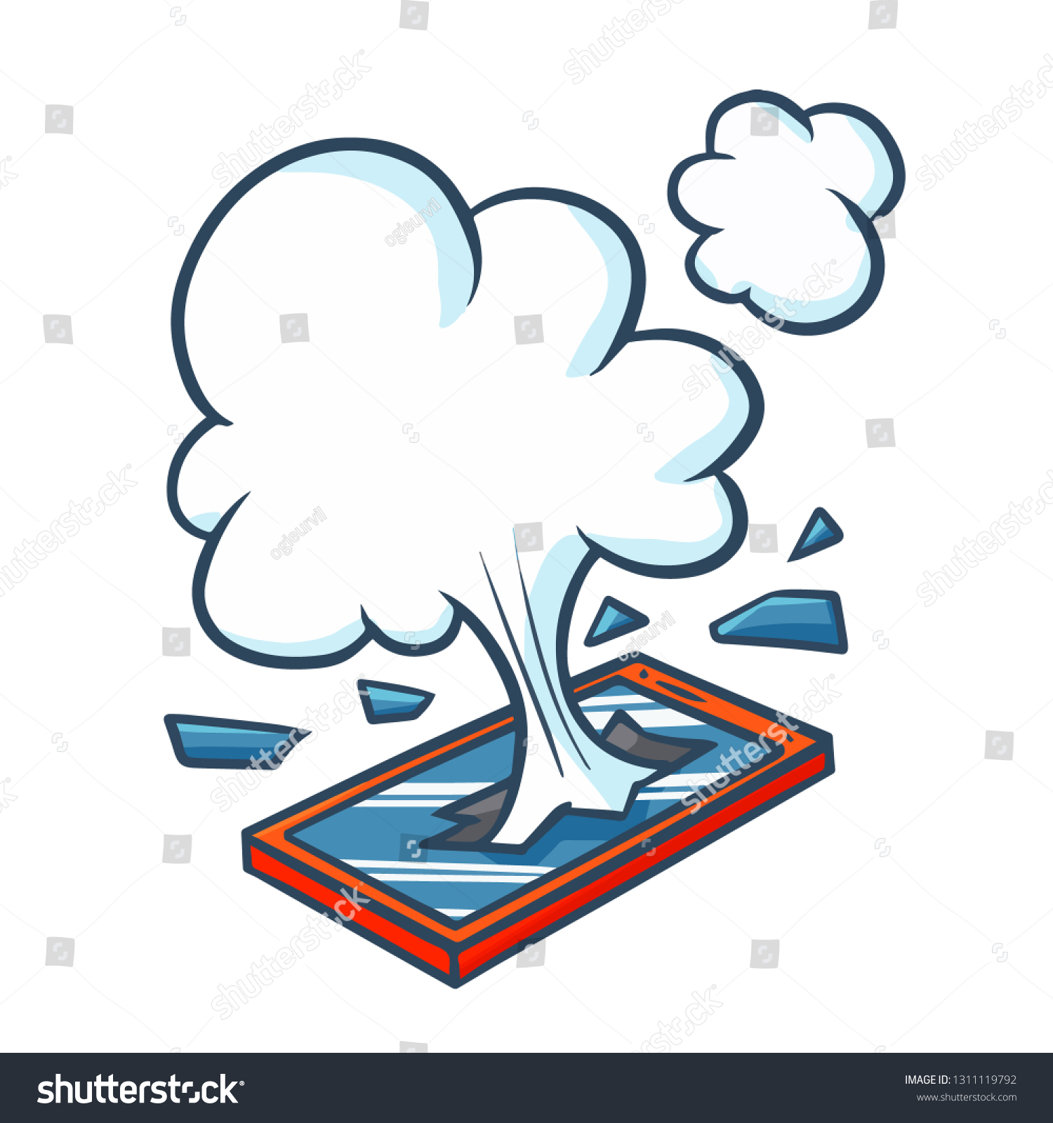 Funny Cute Cellphone Exploded Smoke Vector Stock Vector (Royalty Free ...