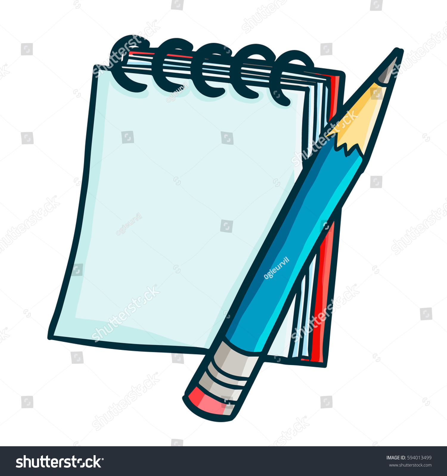 Funny Cute Notes Pencil Vector Stock Vector (Royalty Free) 594013499 ...