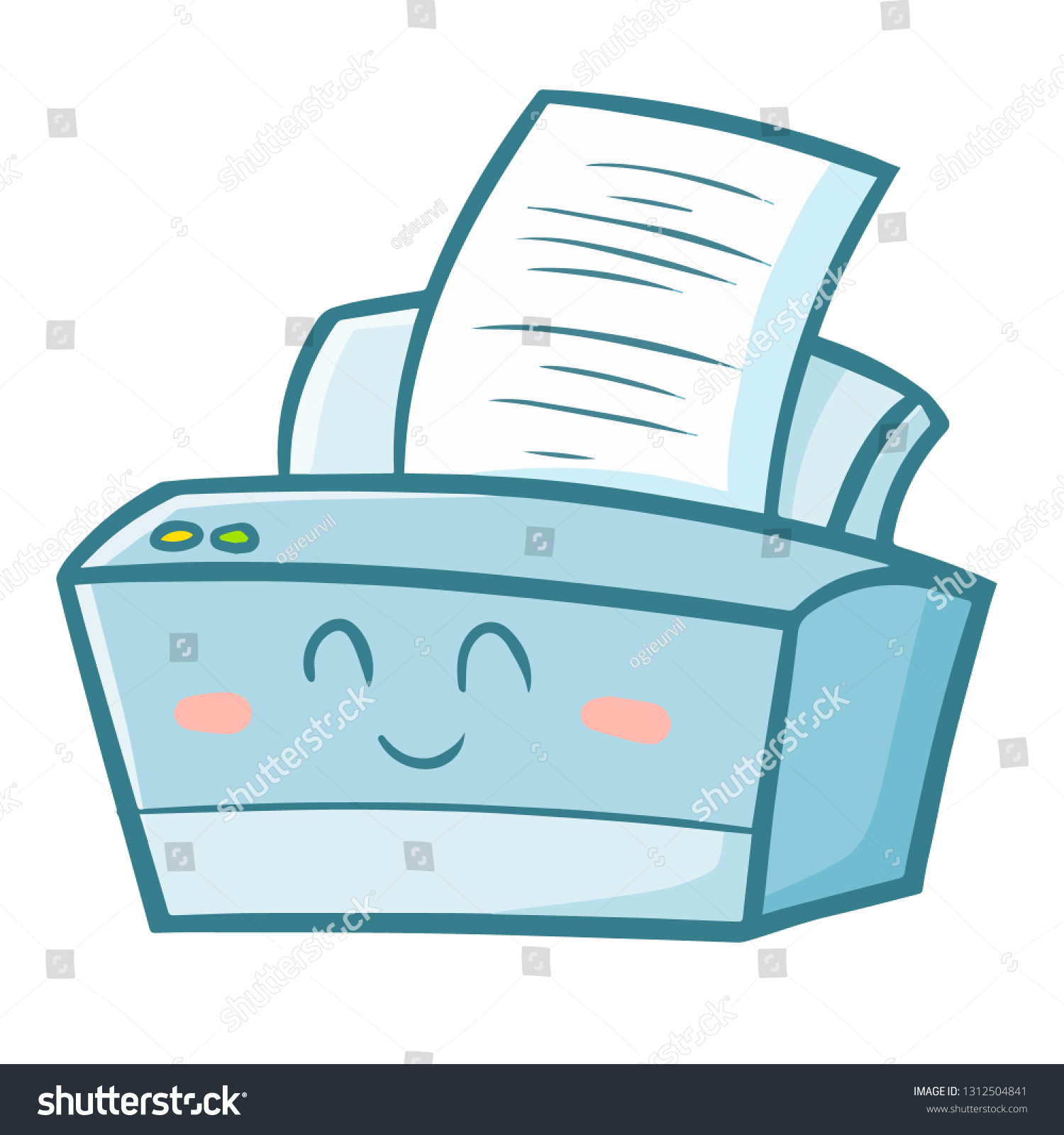 Funny Cute Printer Smiling Happily Vector: เวกเตอร์สต็อก (ปลอดค่า ...