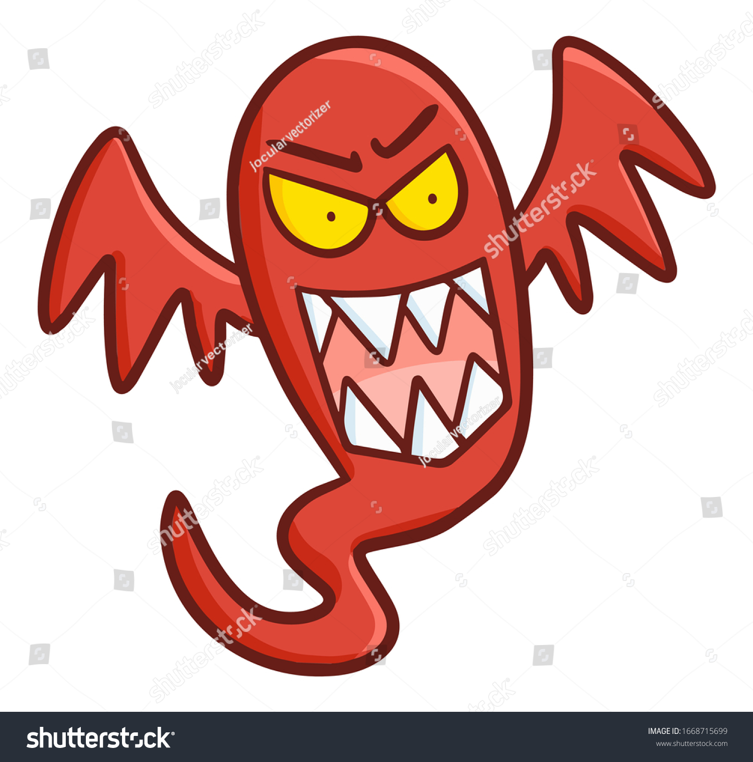 Funny Scary Red Devil Flying: เวกเตอร์สต็อก (ปลอดค่าลิขสิทธิ์ ...