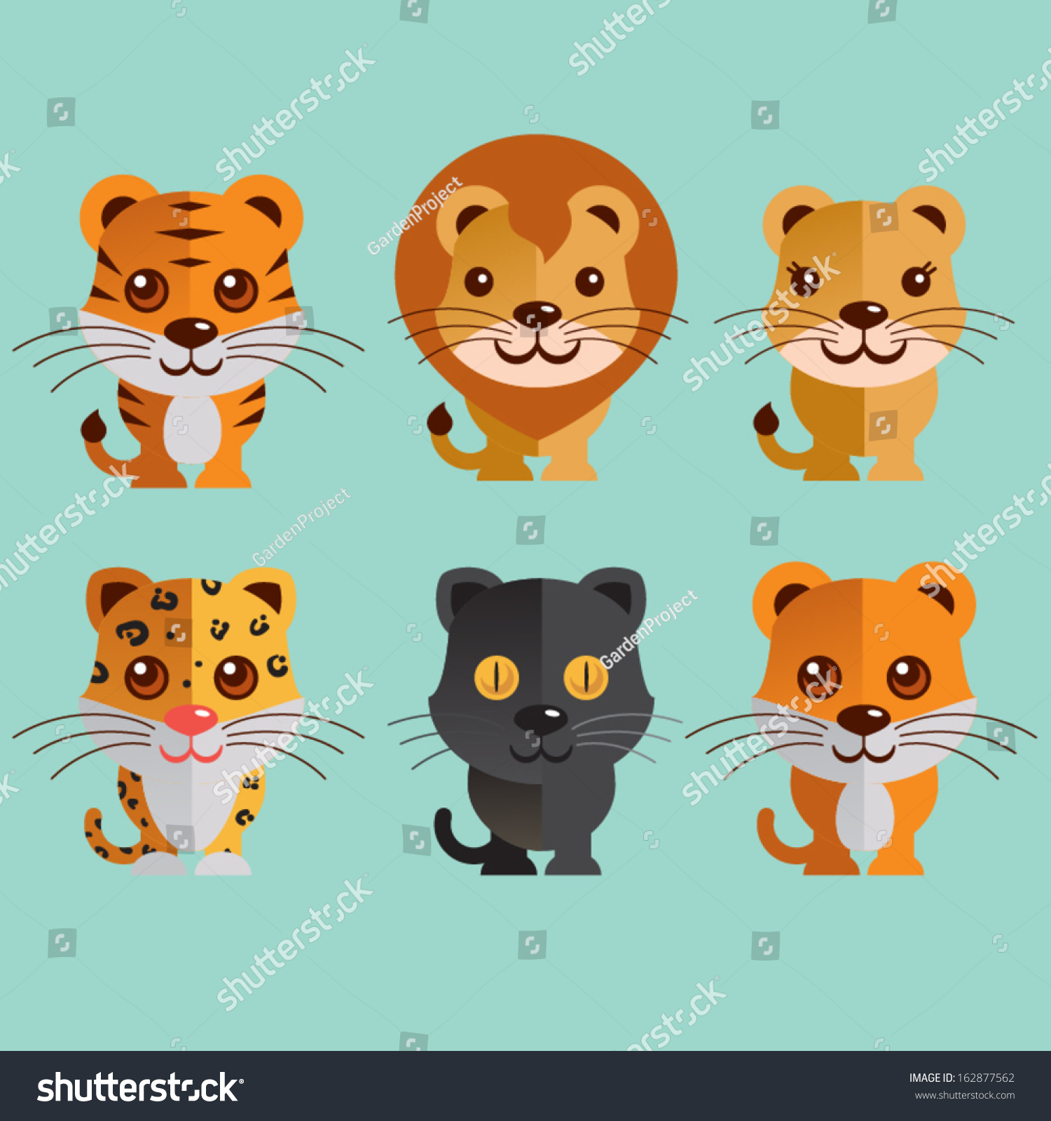 Funny Animals Vector Illustration Set Stock Vector (Royalty Free) 162877562