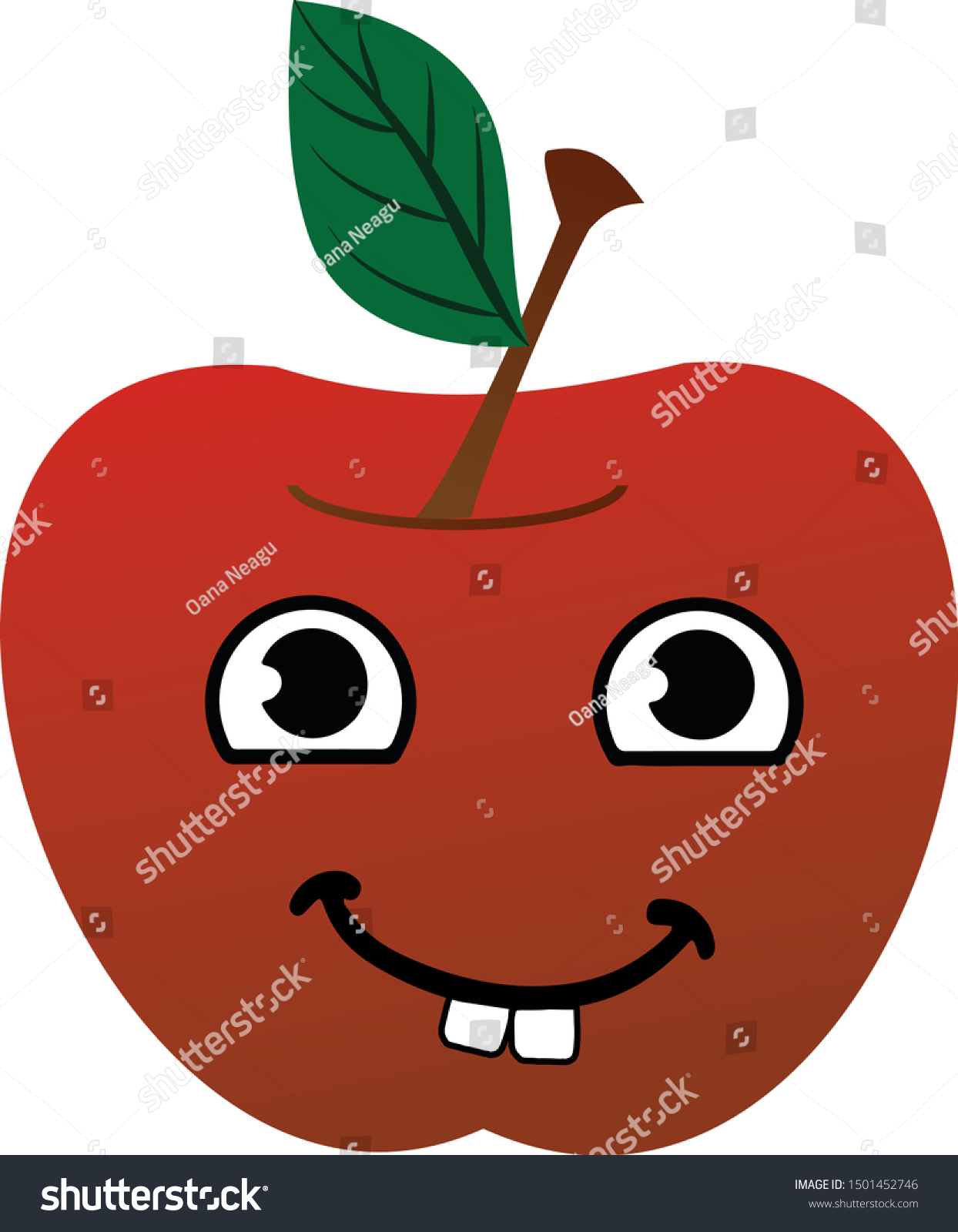 Funny Apple Happy Face Fruit Stock Vector (Royalty Free) 1501452746 ...