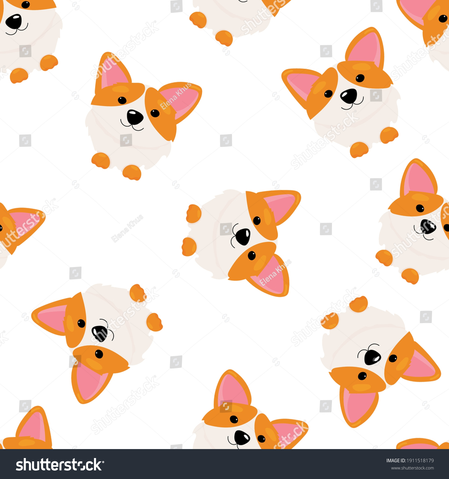 Funny Background Corgi Corgi Seamless Pattern Stock Vector (Royalty ...