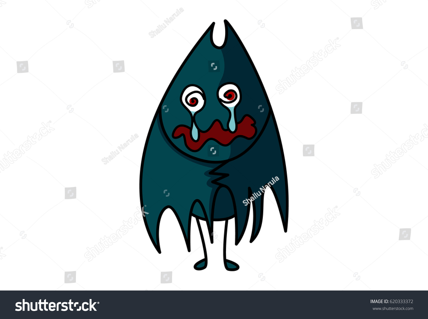 Funny Bat Crying Vector Illustration Isolated: vector de stock (libre ...