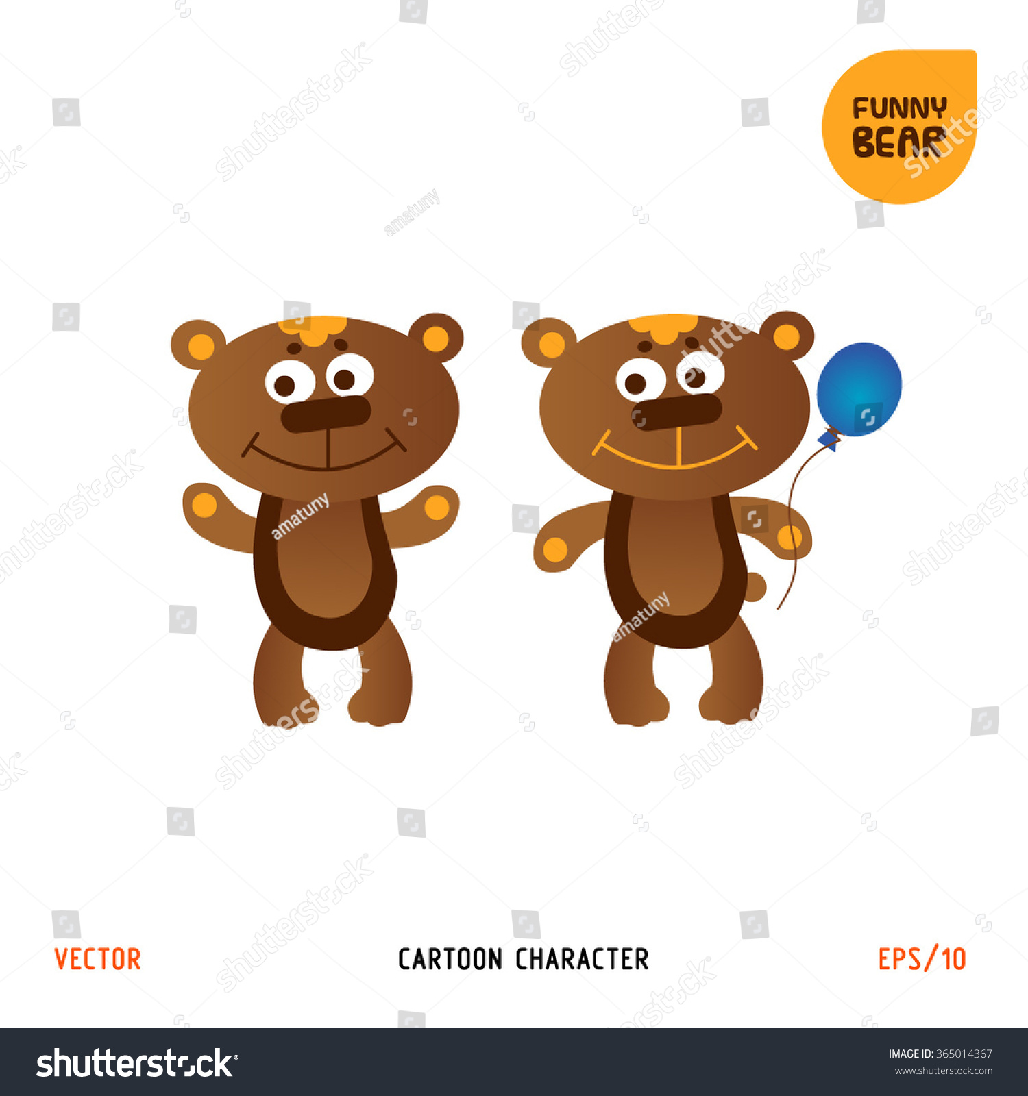 Funny Bears Cartoon Character Vector Illustration Stock Vector (Royalty ...