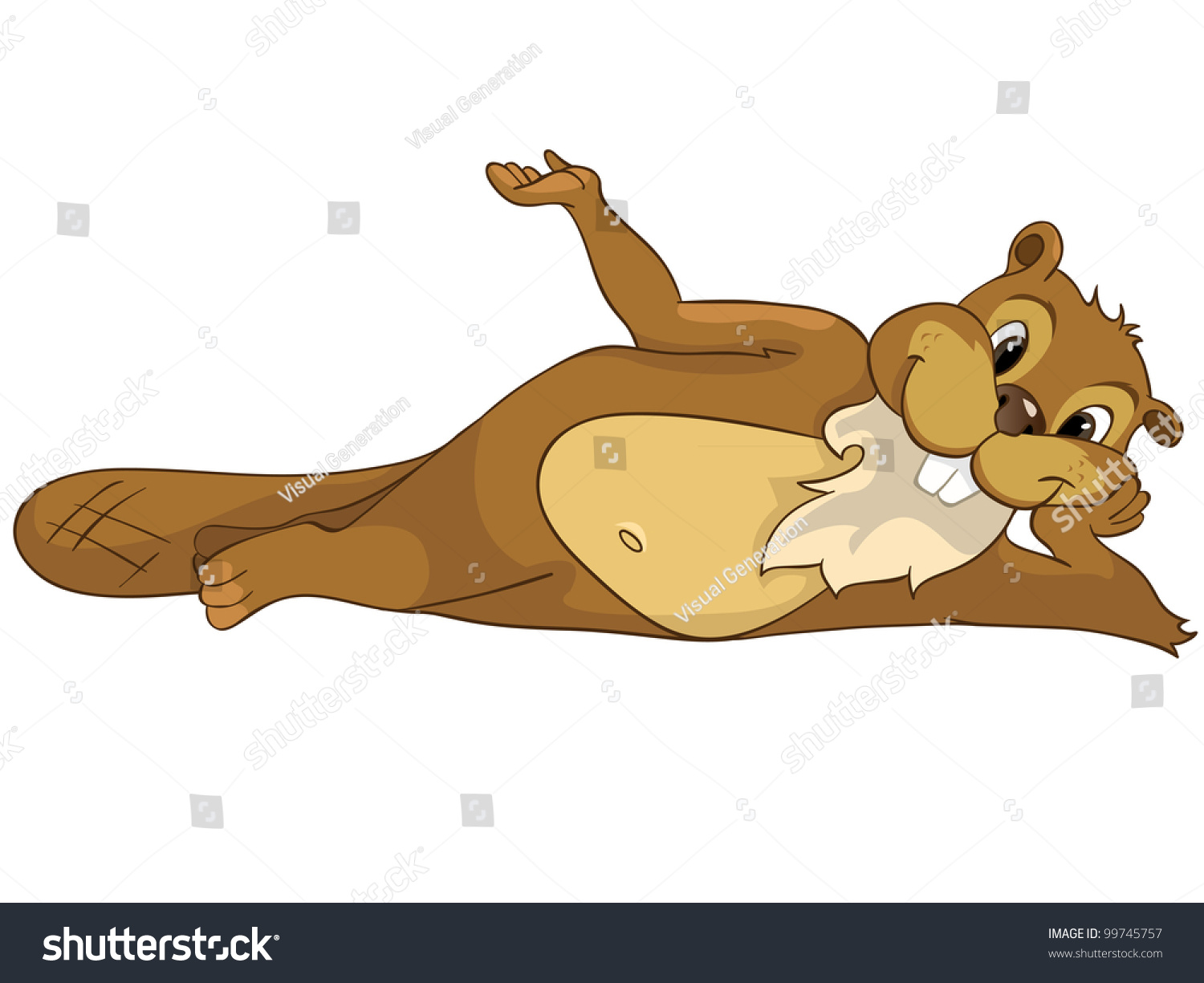 El castor gracioso está aislado en: vector de stock (libre de regalías ...