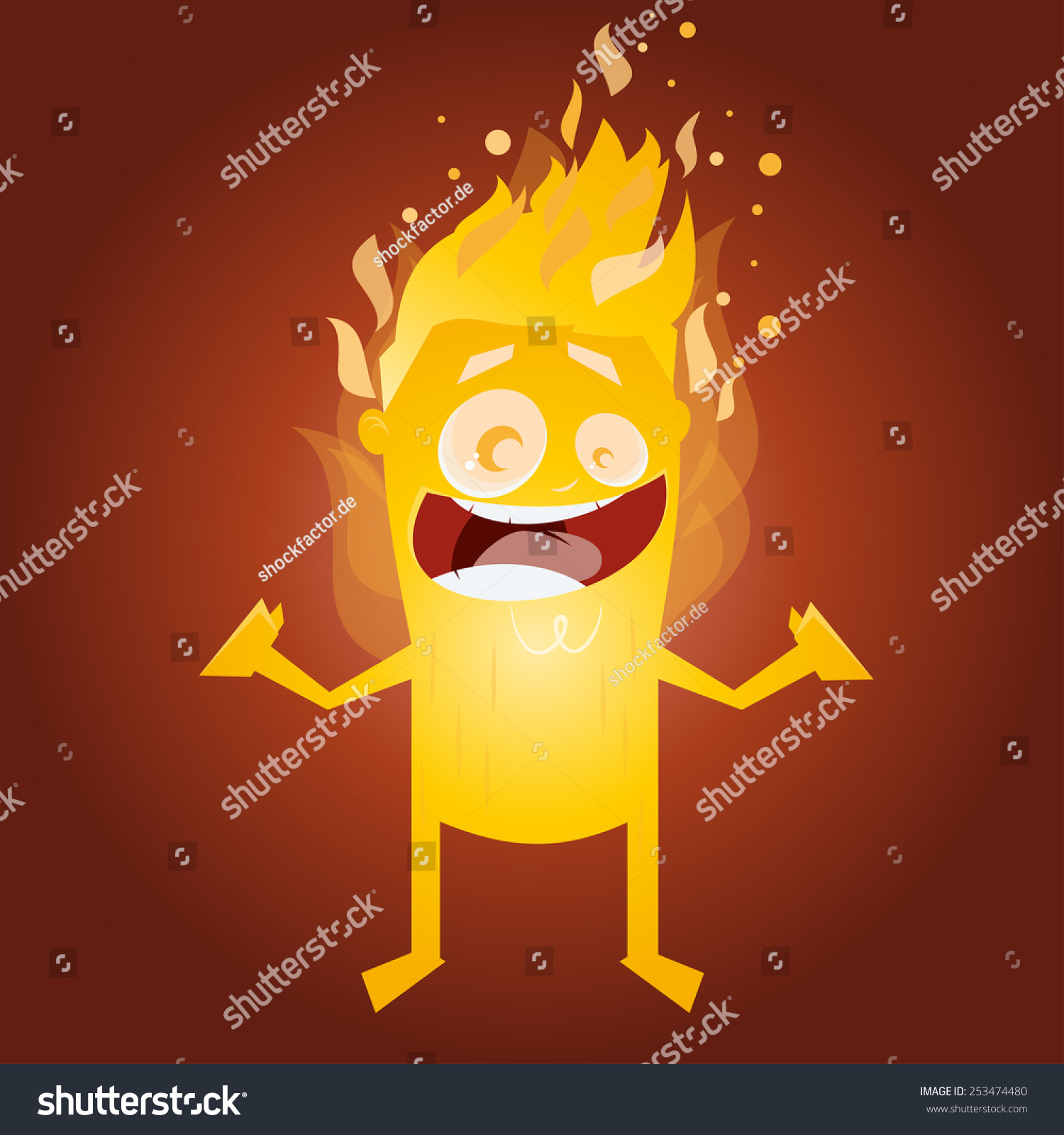Funny Burning Man Character Stock Vector (Royalty Free) 253474480 ...