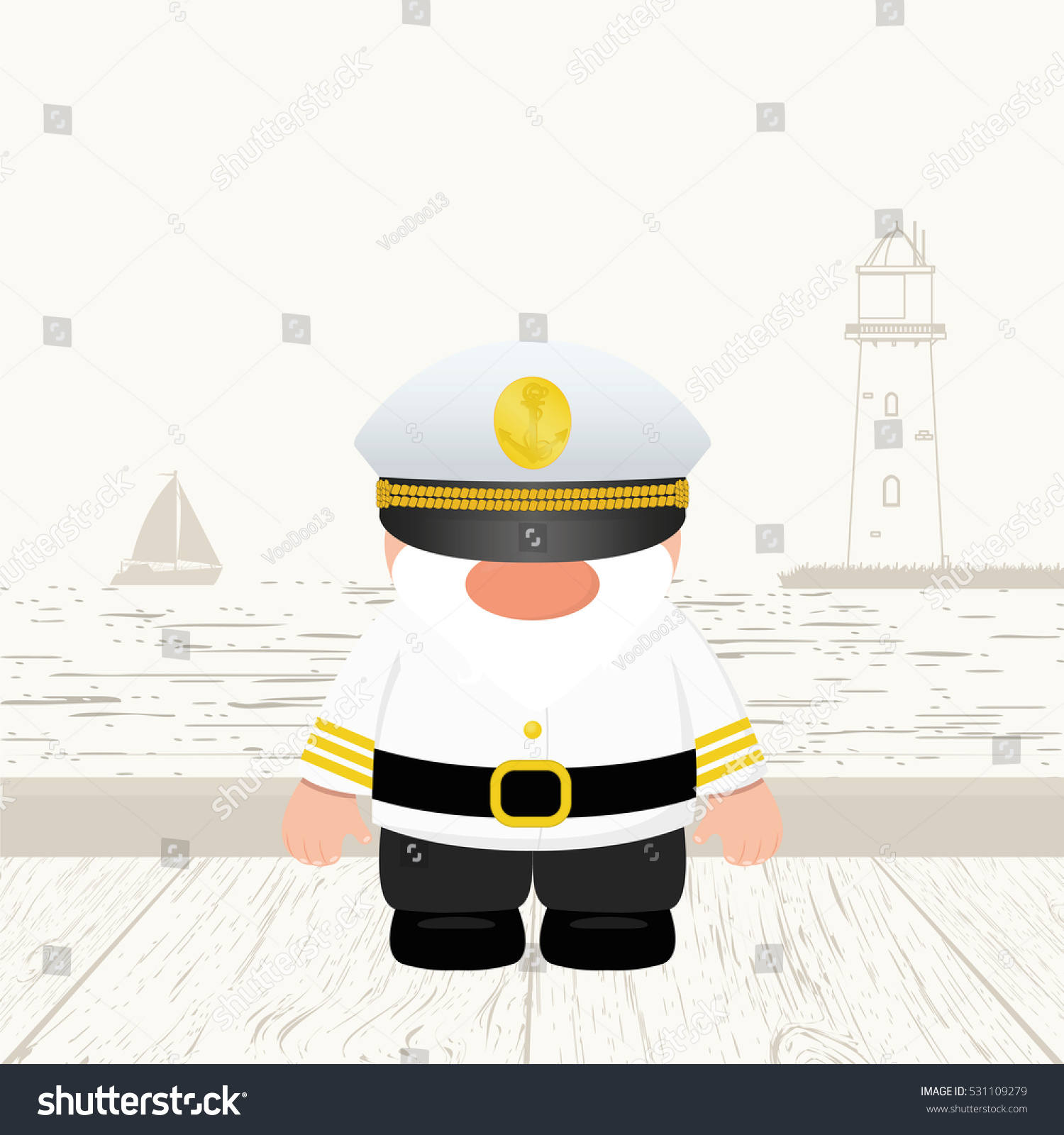 Funny Captain Vector Illustration Stock Vector 531109279 - Shutterstock