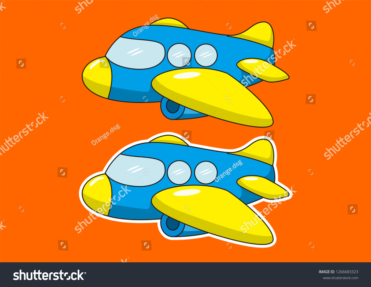 Funny Cartoon Airplane Vector Stock Vector (Royalty Free) 1266683323