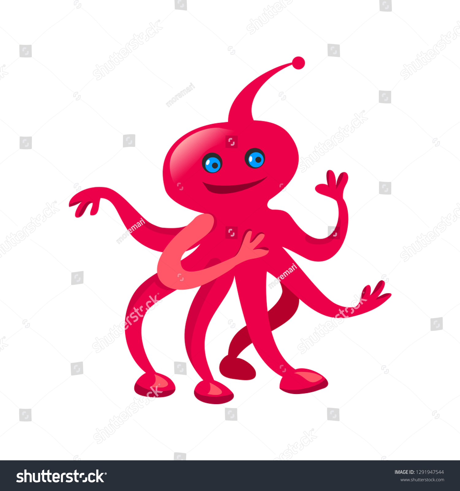 Funny Cartoon Alien Octopus Vector Illustration: เวกเตอร์สต็อก (ปลอดค่า ...