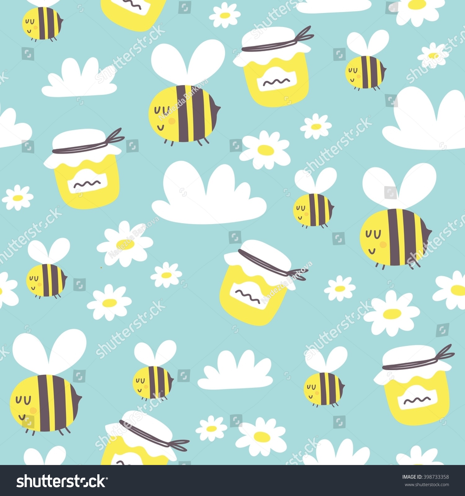 Funny Cartoon Bee Print Stock Vector (Royalty Free) 398733358 ...