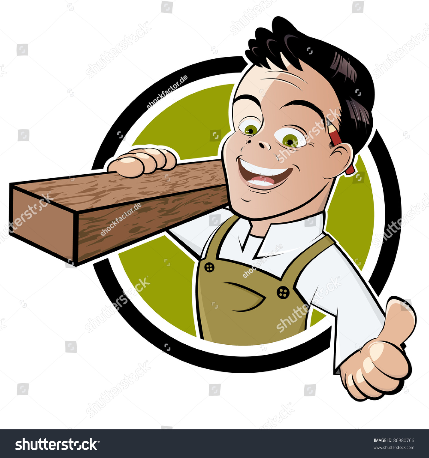 Funny Cartoon Carpenter Stock Vector (Royalty Free) 86980766