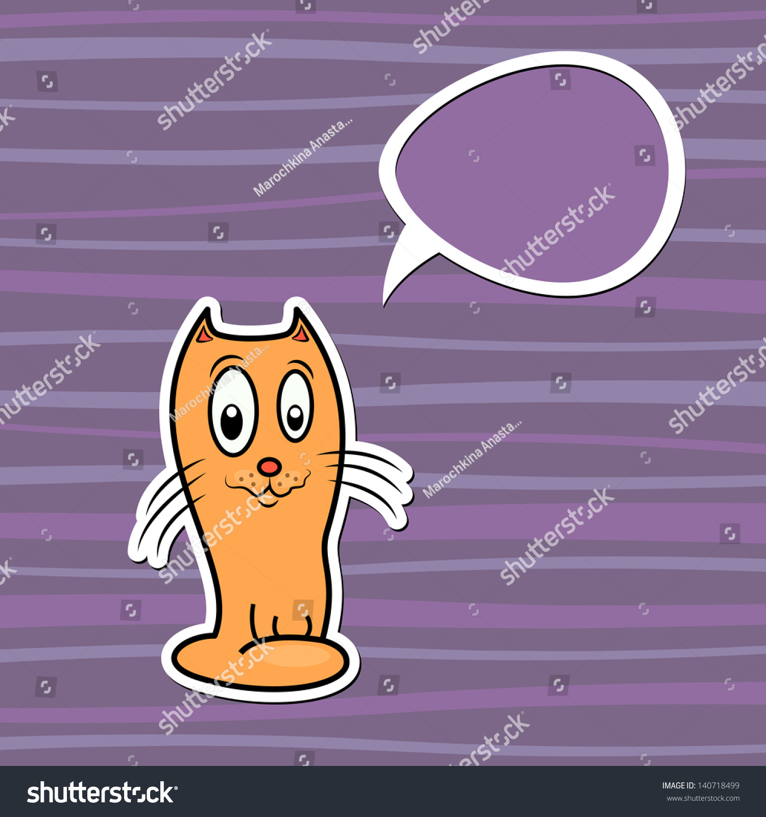 Funny Cartoon Cat Text Bubble Stock Vector (Royalty Free) 140718499 ...