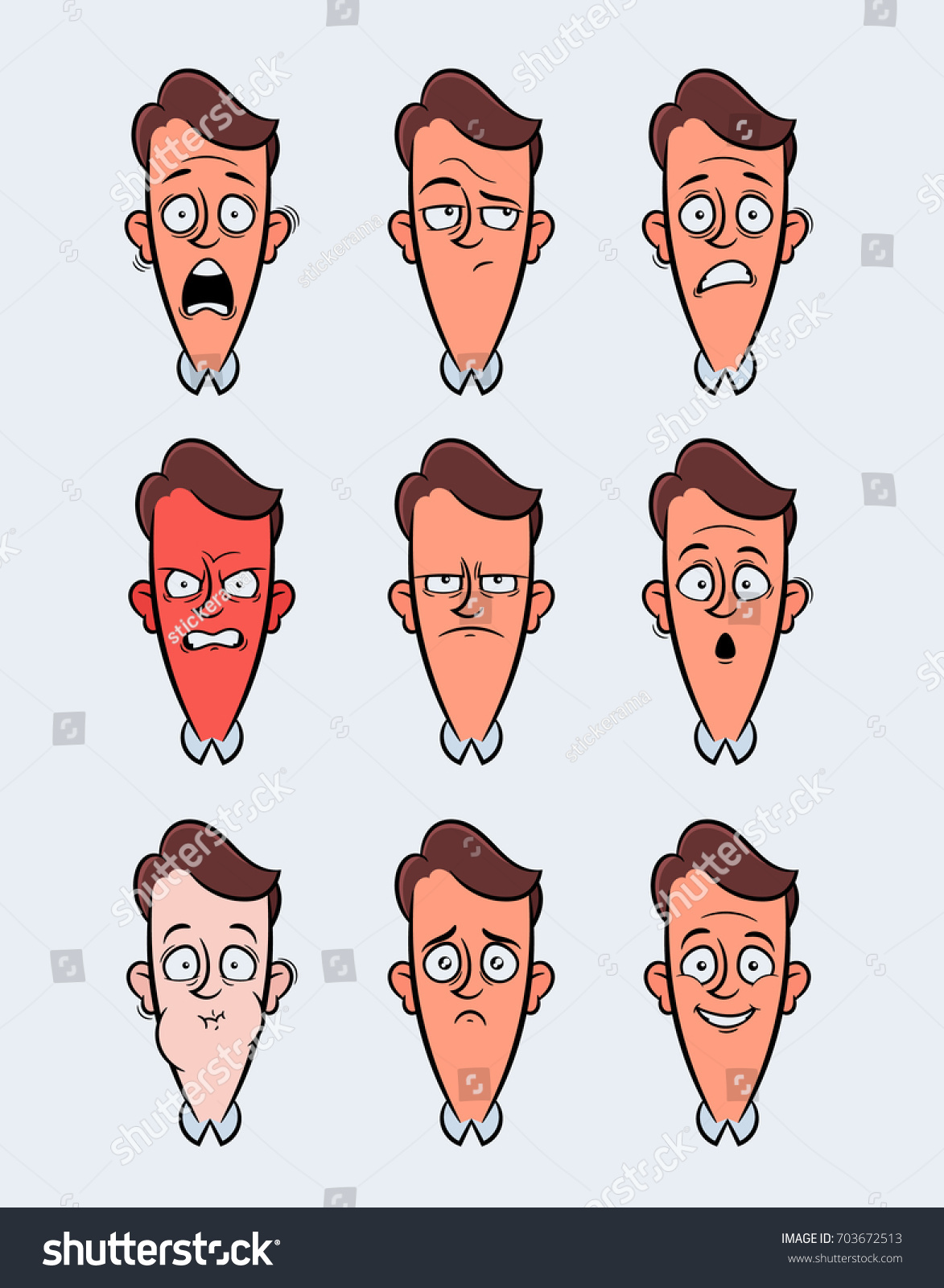 Funny Cartoon Character Emotions Colored Vector Stock Vector (Royalty ...