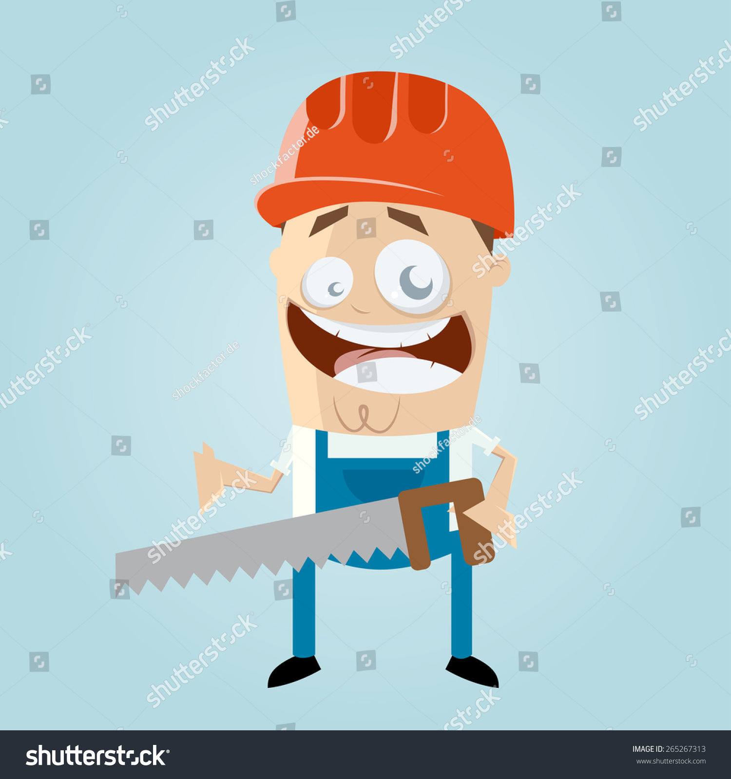 Funny Cartoon Construction Worker Stock Vector (Royalty Free) 265267313 ...