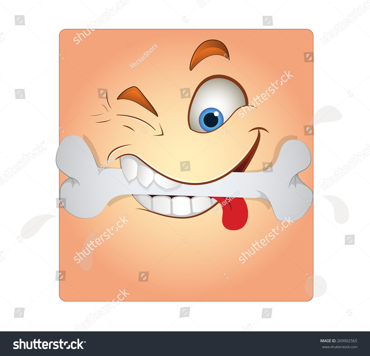 Funny Cartoon Eating Bone Vector Smiley Stock Vector (Royalty Free ...