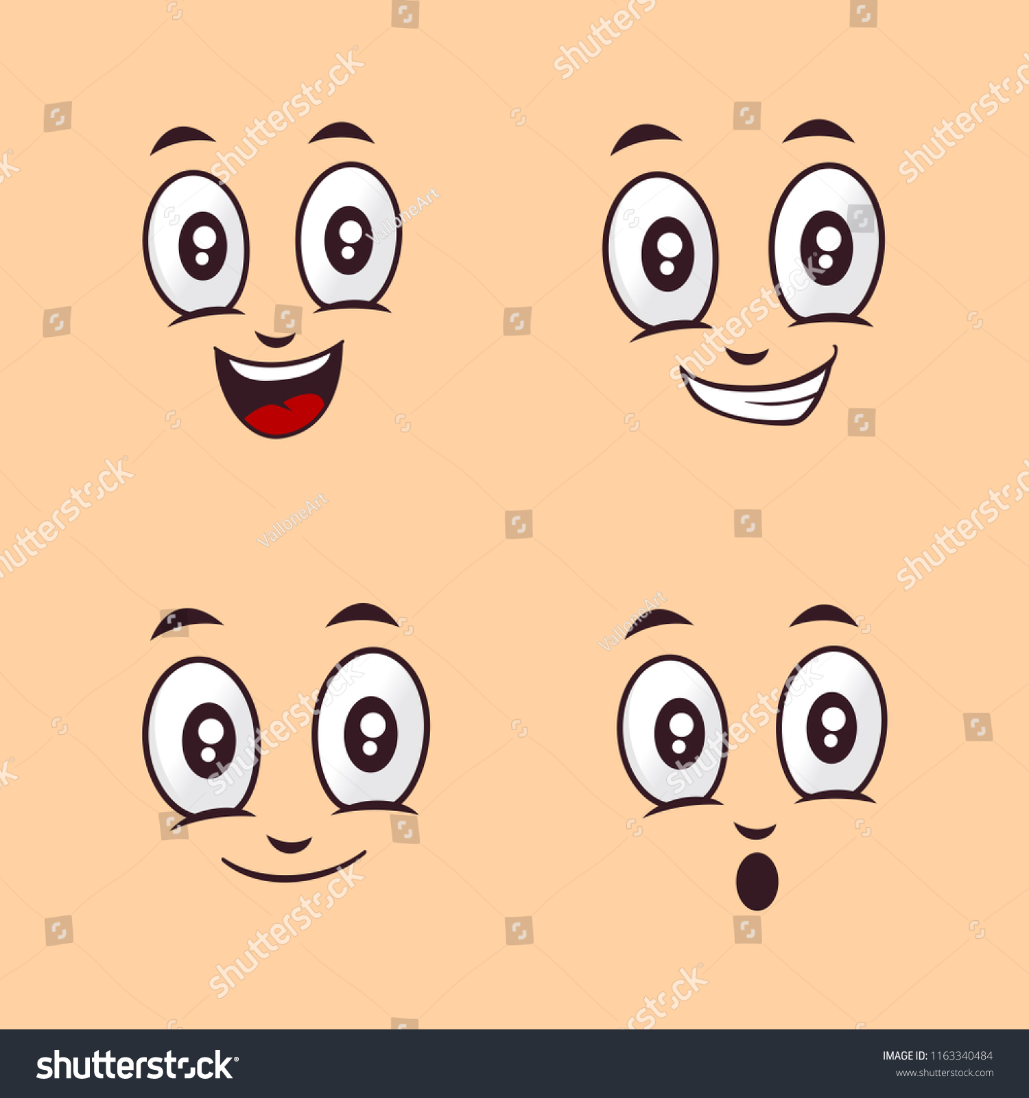 Funny Cartoon Face Stock Vector (Royalty Free) 1163340484
