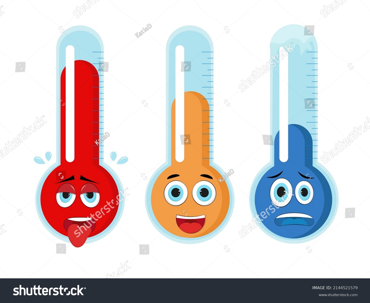 Funny Cartoon Face Thermometer Set Stock Vector (Royalty Free ...