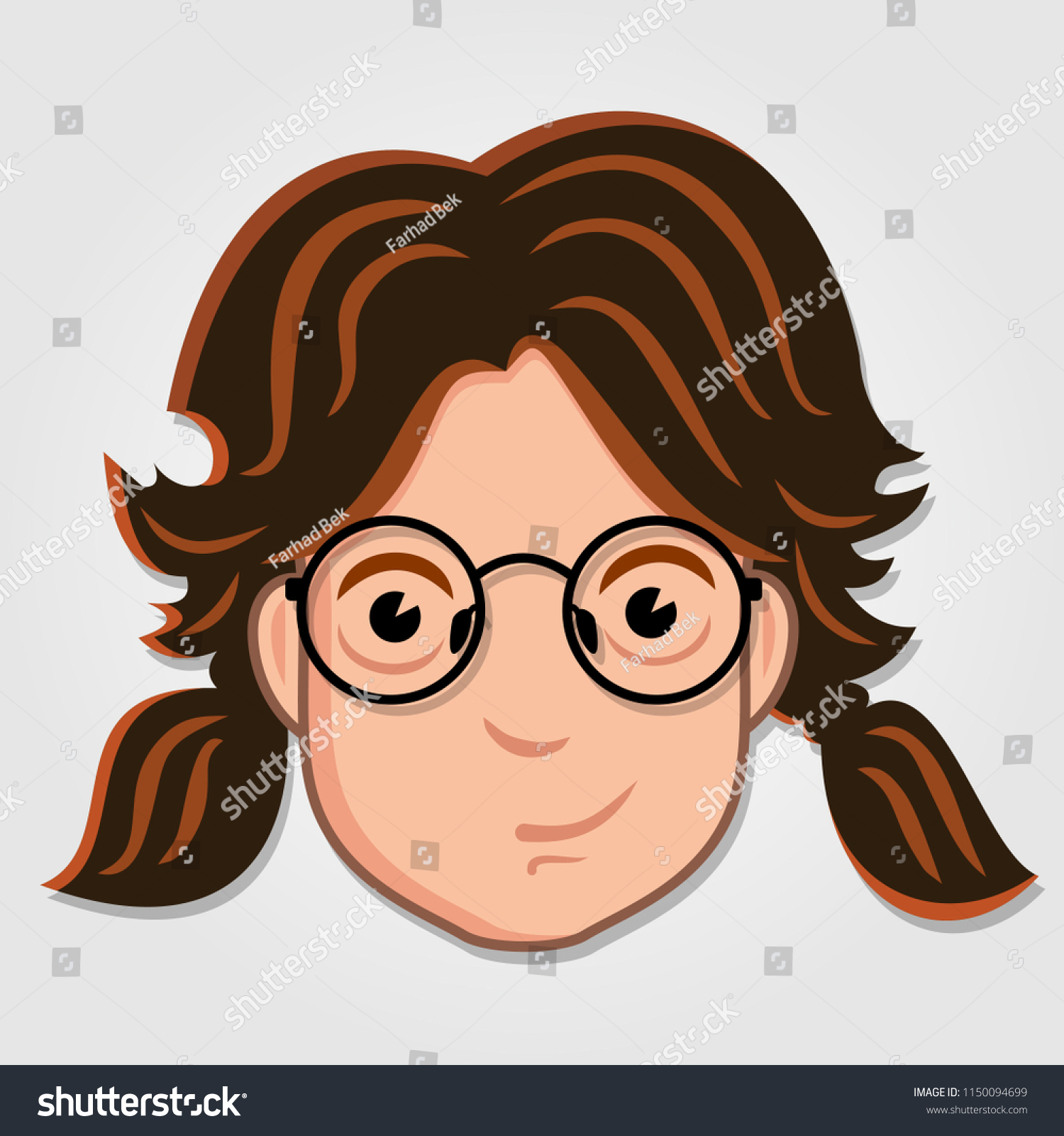 Funny Cartoon Girl Face Icon Vector Vector De Stock Libre De Regalías 1150094699 Shutterstock