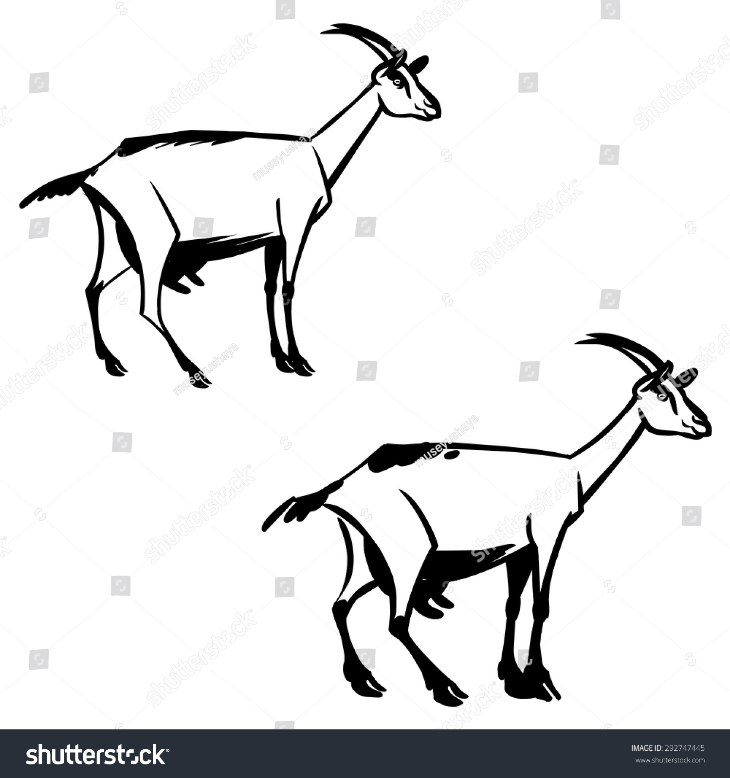 Funny Cartoon Goat Vector Icon Set Stock Vector (Royalty Free ...