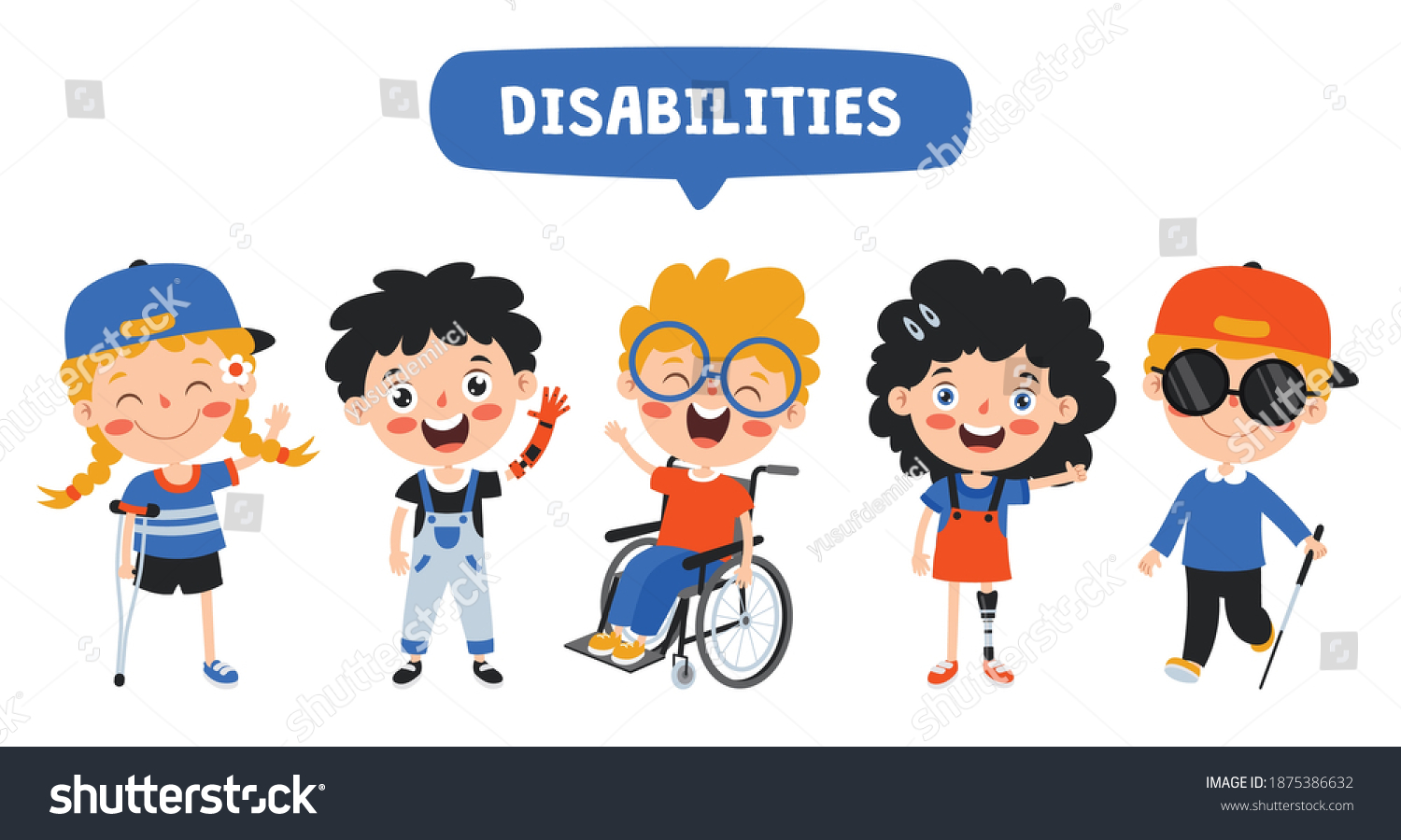 Funny Cartoon Handicapped Kid Posing Stock Vector (Royalty Free) 1875386632