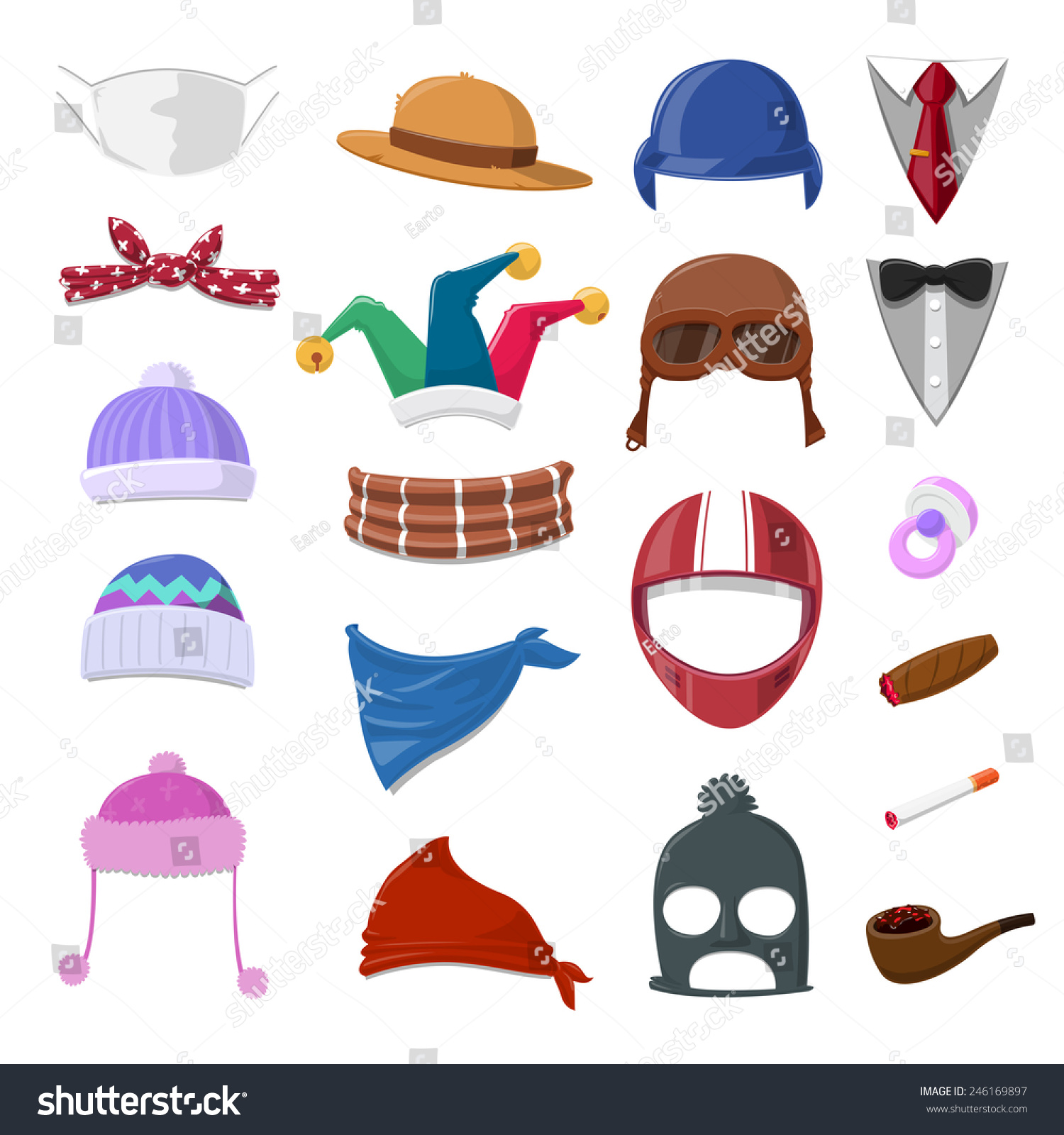 Funny Cartoon Hat Set Object Vector Stock Vector (Royalty Free) 246169897