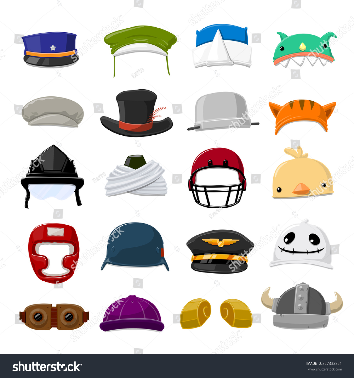 Funny Cartoon Hat Set Vector Illustration: vetor stock (livre de ...
