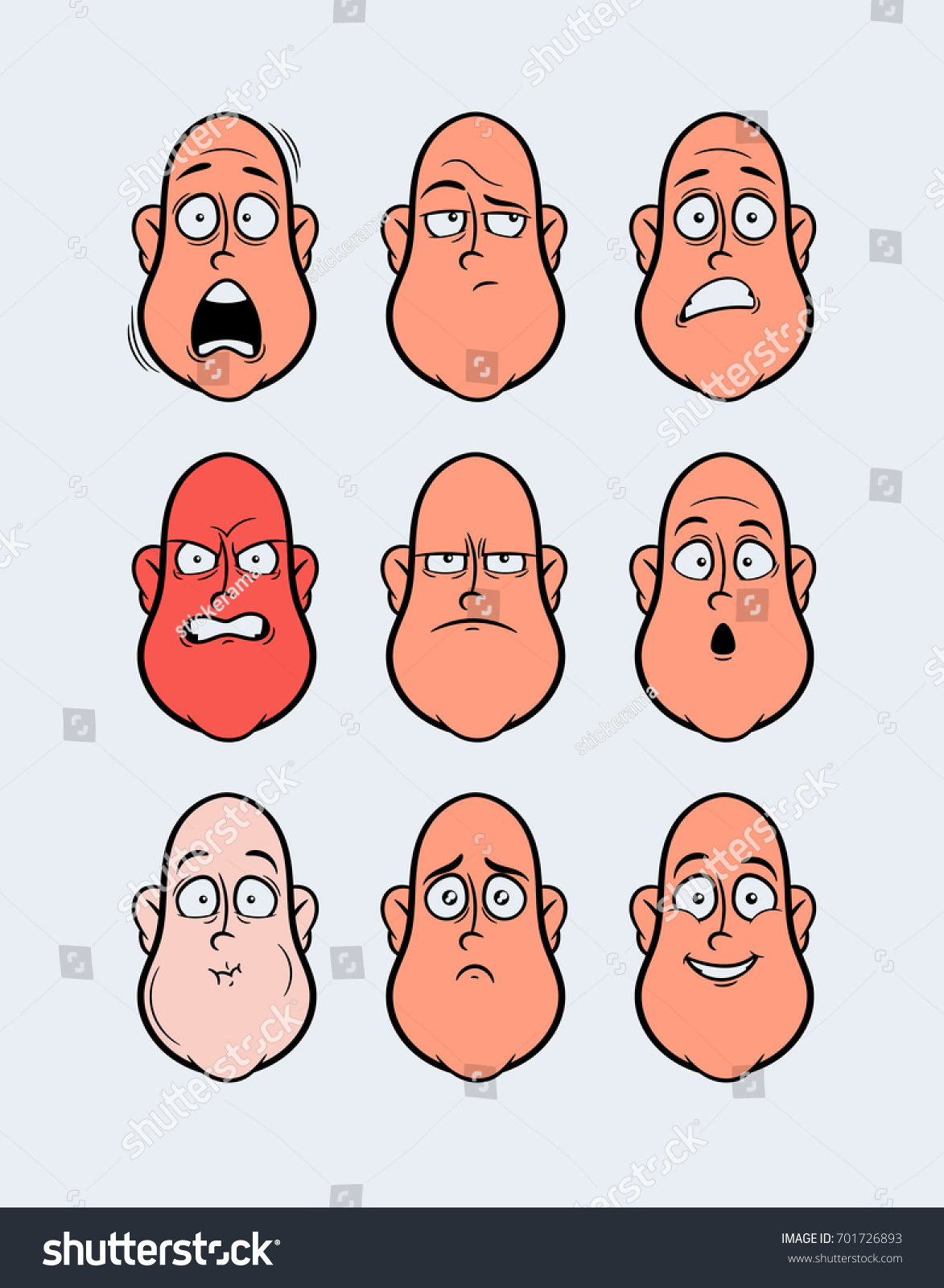 Funny Cartoon Heads Colored Vector Set 스톡 벡터(로열티 프리) 701726893 ...