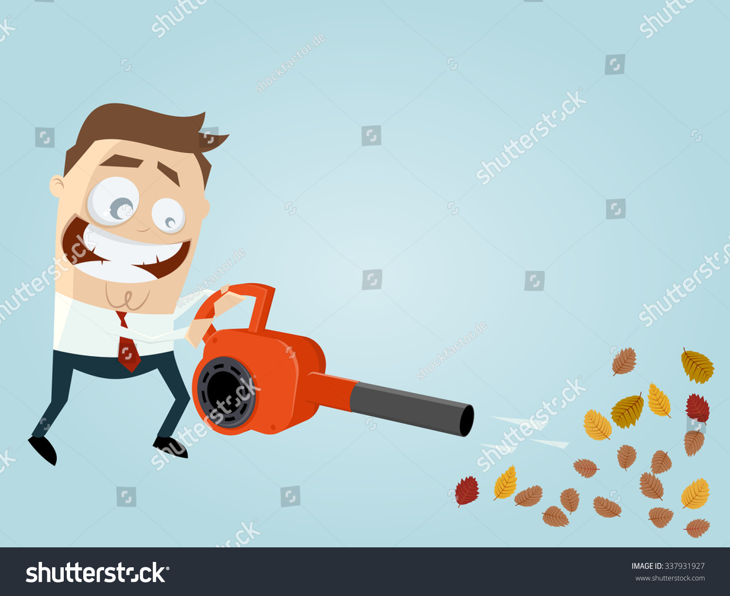 Funny Cartoon Man Leaf Blower Stock Vector (Royalty Free) 337931927 ...