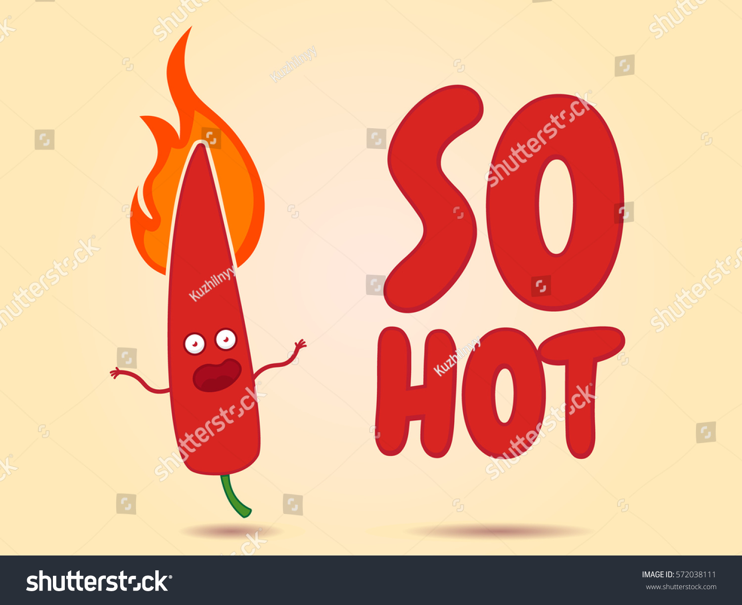 Funny Cartoon Red Chilli Pepper Vector: vector de stock (libre de ...