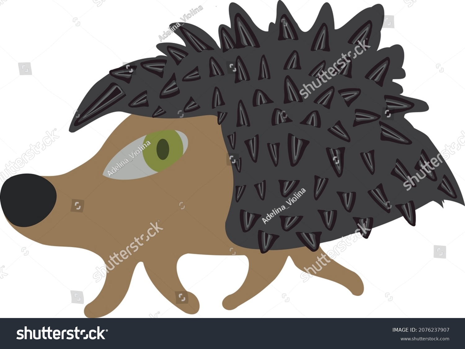 Funny Cartoon Running Hedgehog Vector Illustration Stock Vector ...