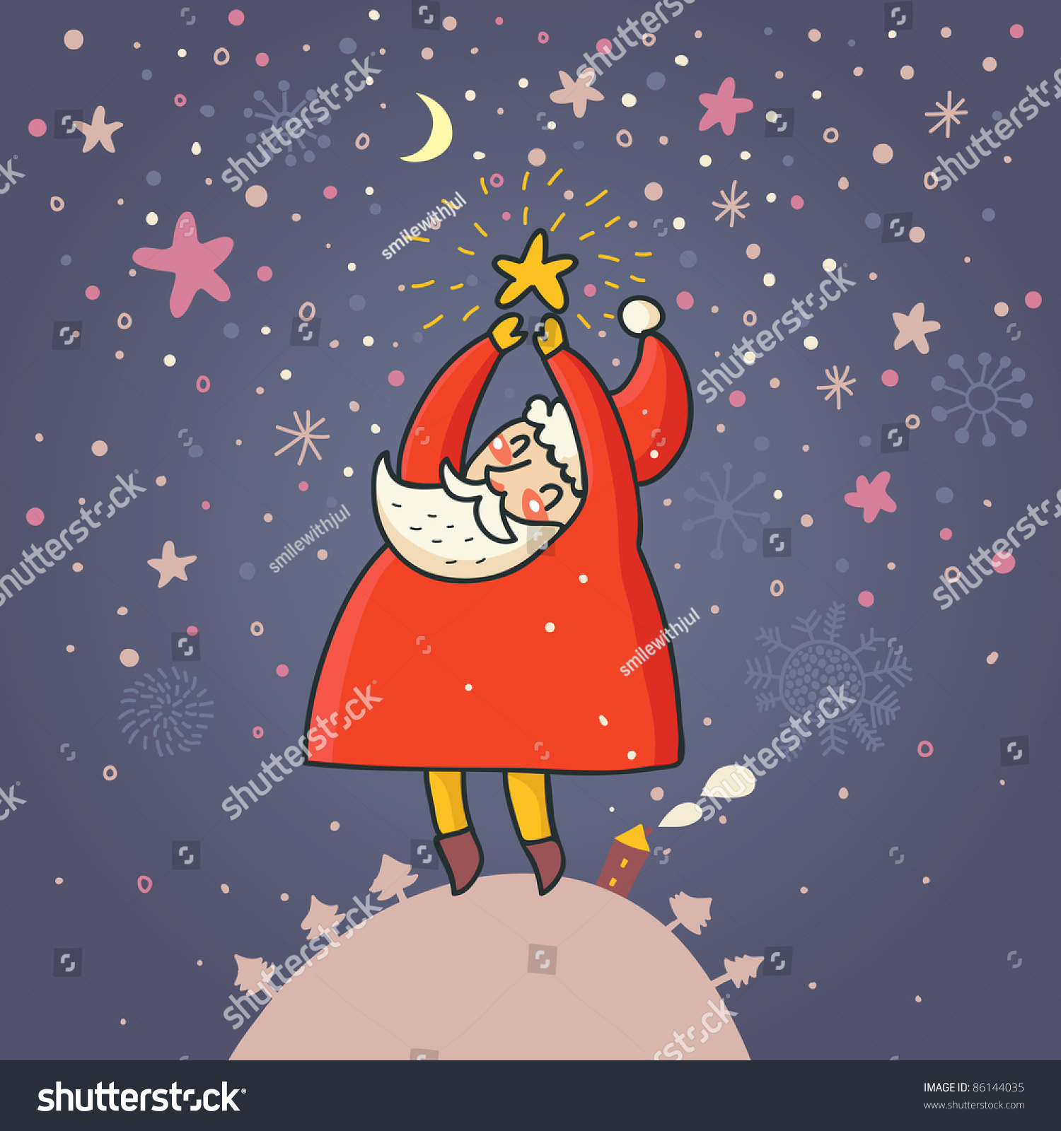 Funny Cartoon Santa Stock Vector (Royalty Free) 86144035 | Shutterstock