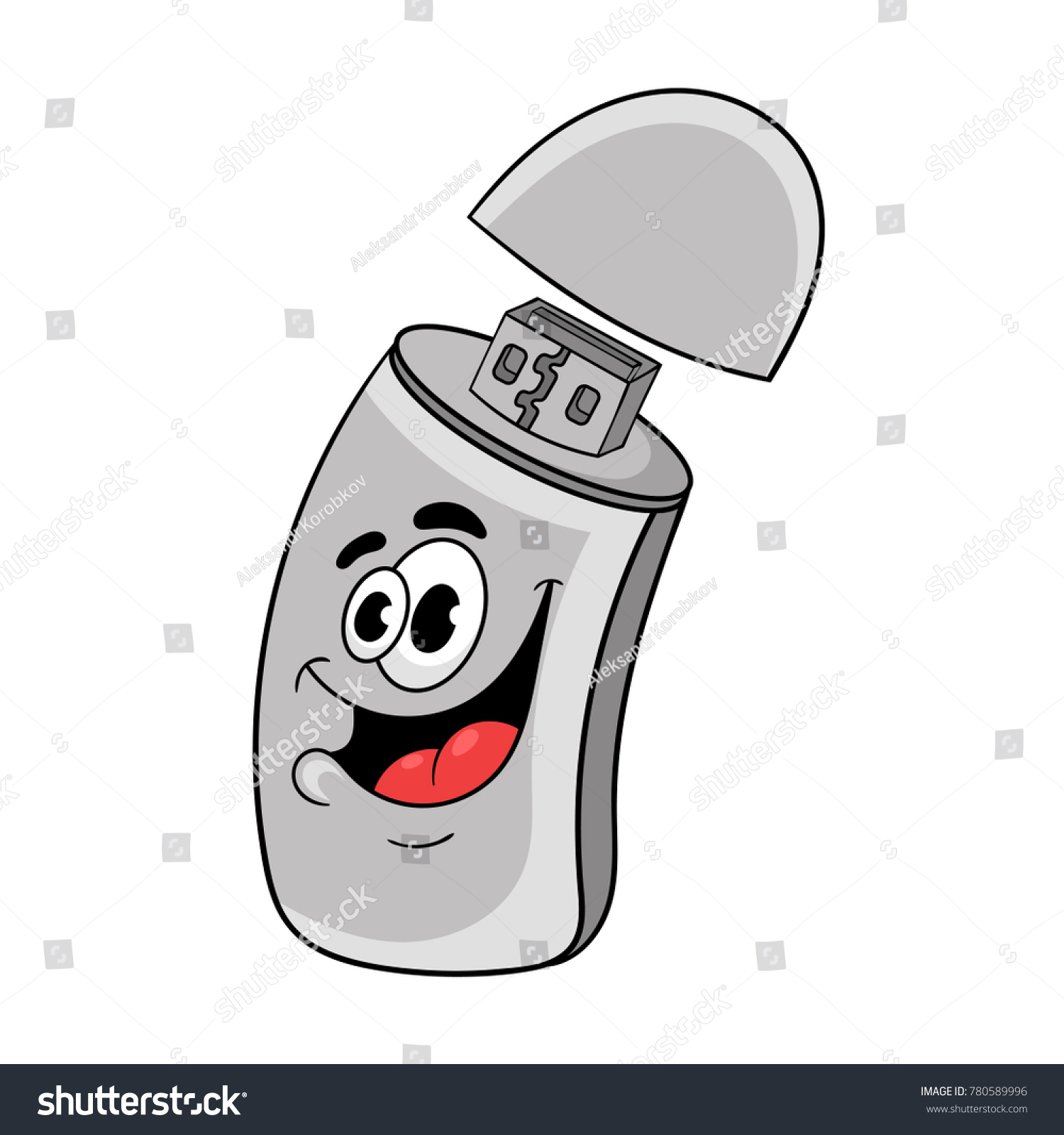 Funny Cartoon Usb Flash Drive Vector: vector de stock (libre de ...