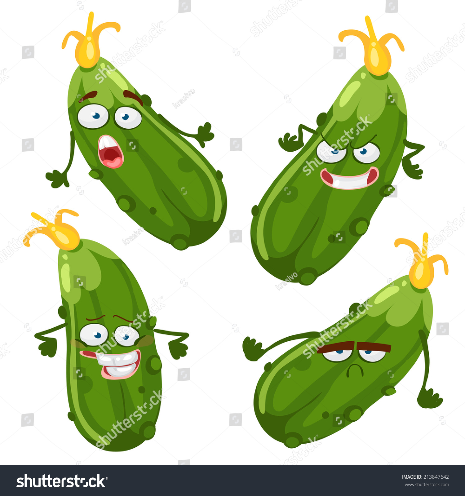 Funny Cartoon Vegetable Cucumber Stock Vector (Royalty Free) 213847642 ...