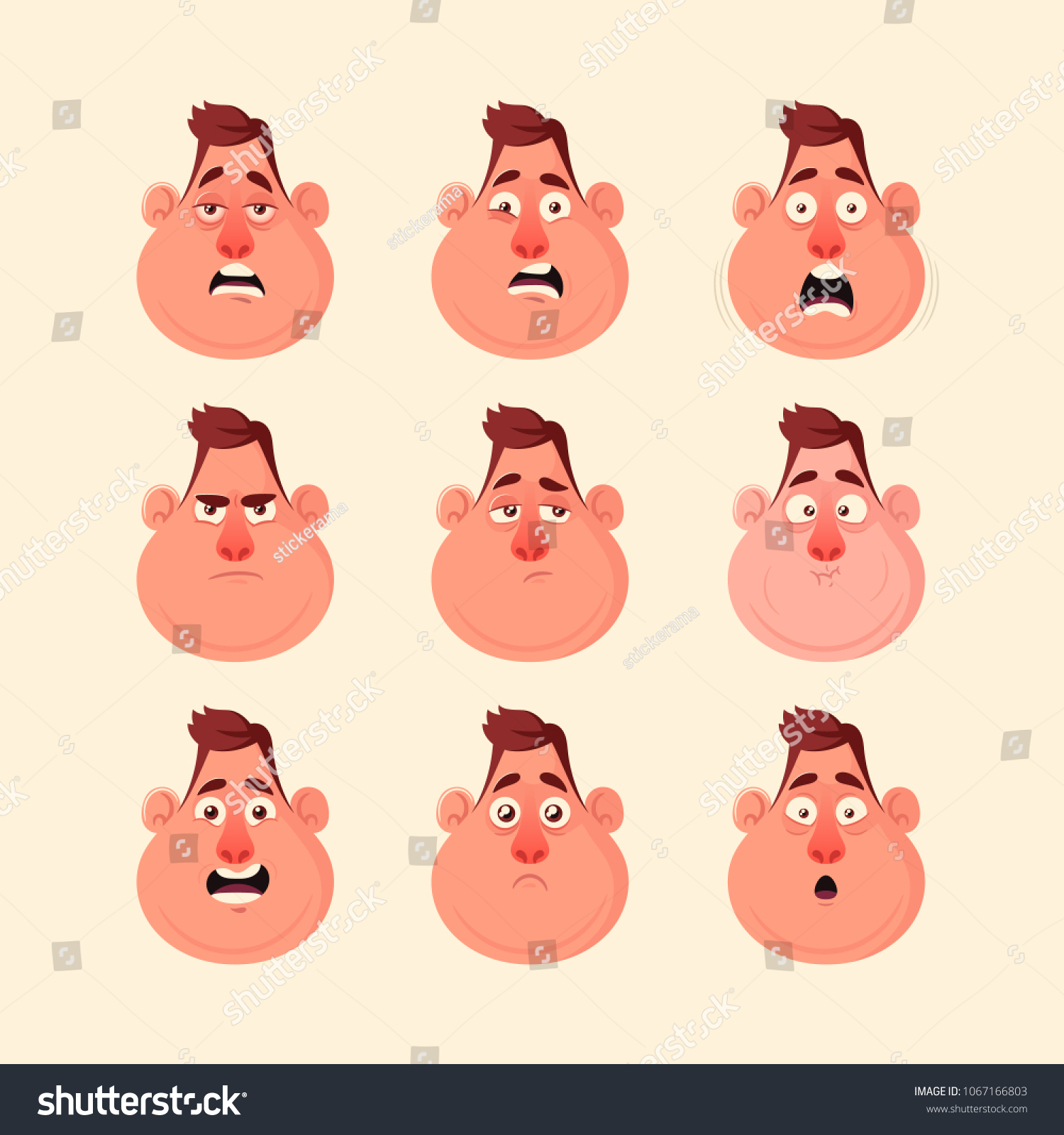 Funny Characters Emotions Vector Set 库存矢量图（免版税）1067166803 | Shutterstock