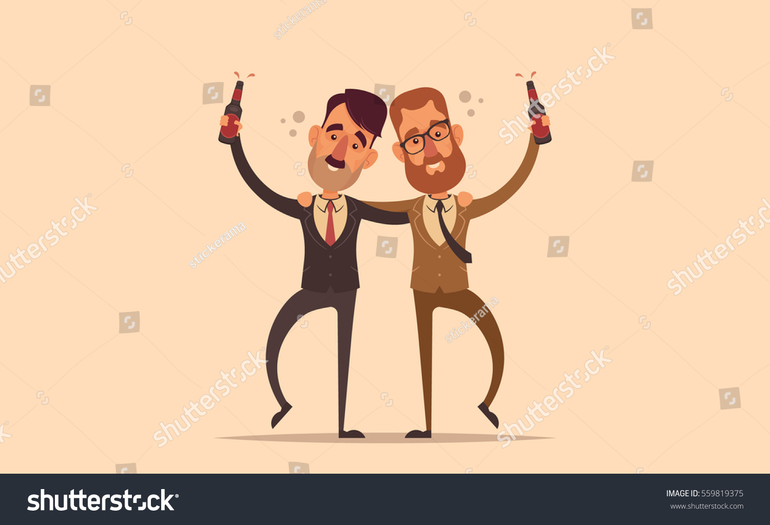 Funny Characters Two Drunk Office Workers Stock Vector 559819375 ...