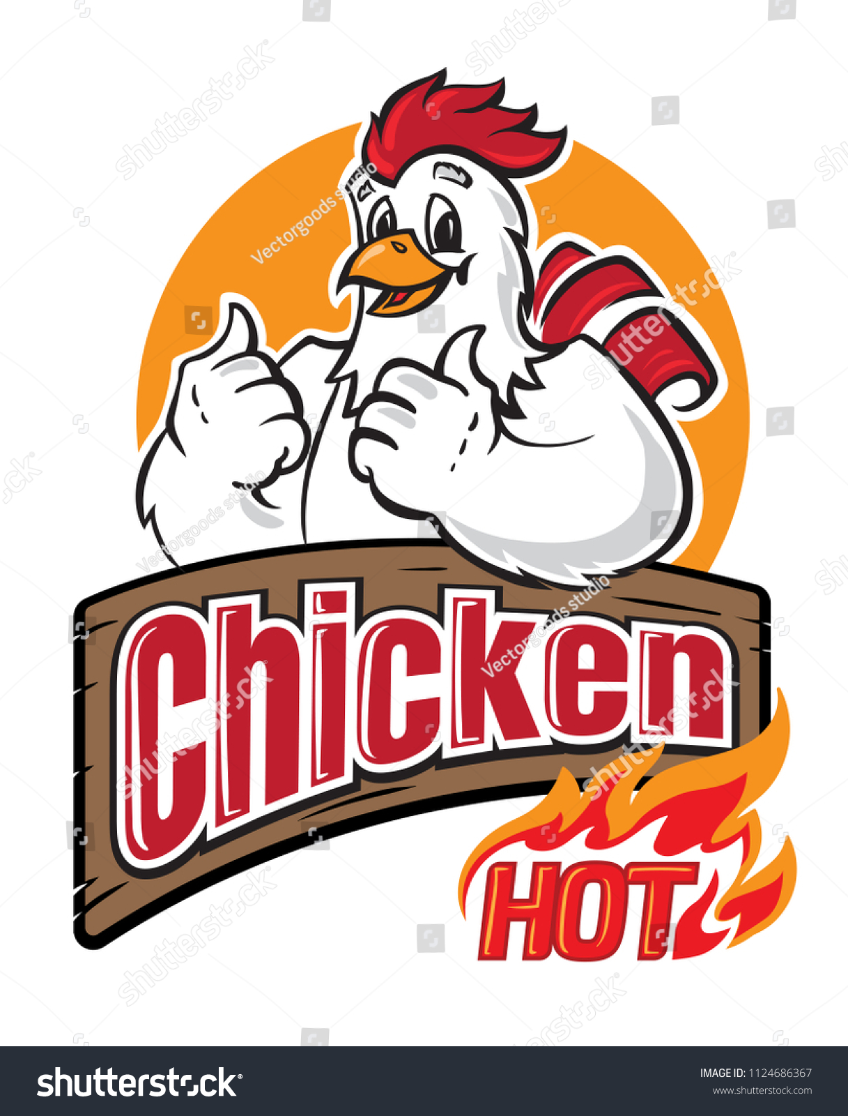 Funny Chicken Logo On White Background: เวกเตอร์สต็อก (ปลอดค่าลิขสิทธิ์ ...