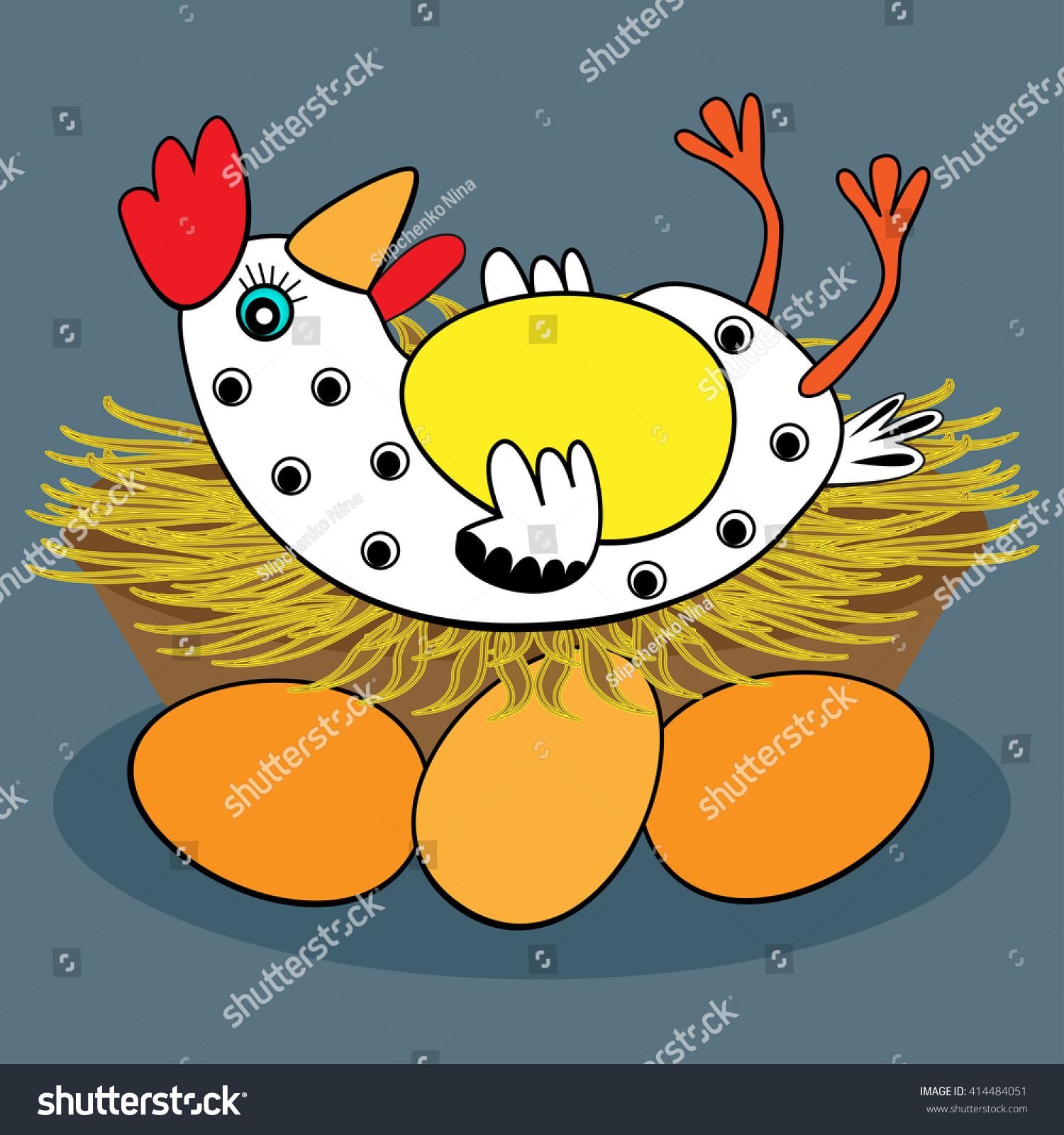 Funny Chicken Egg Vector Illustration Stock Vector (Royalty Free) 414484051