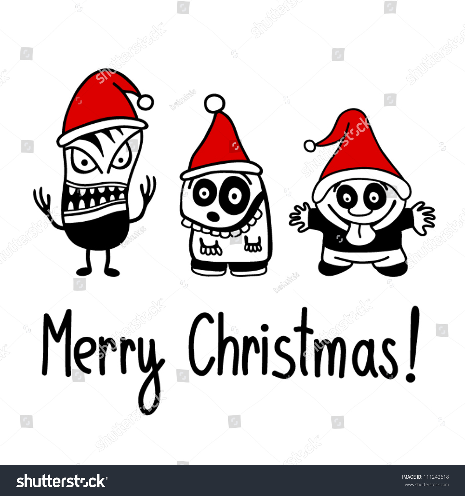 Funny Christmas Characters Stock Vector 111242618 - Shutterstock