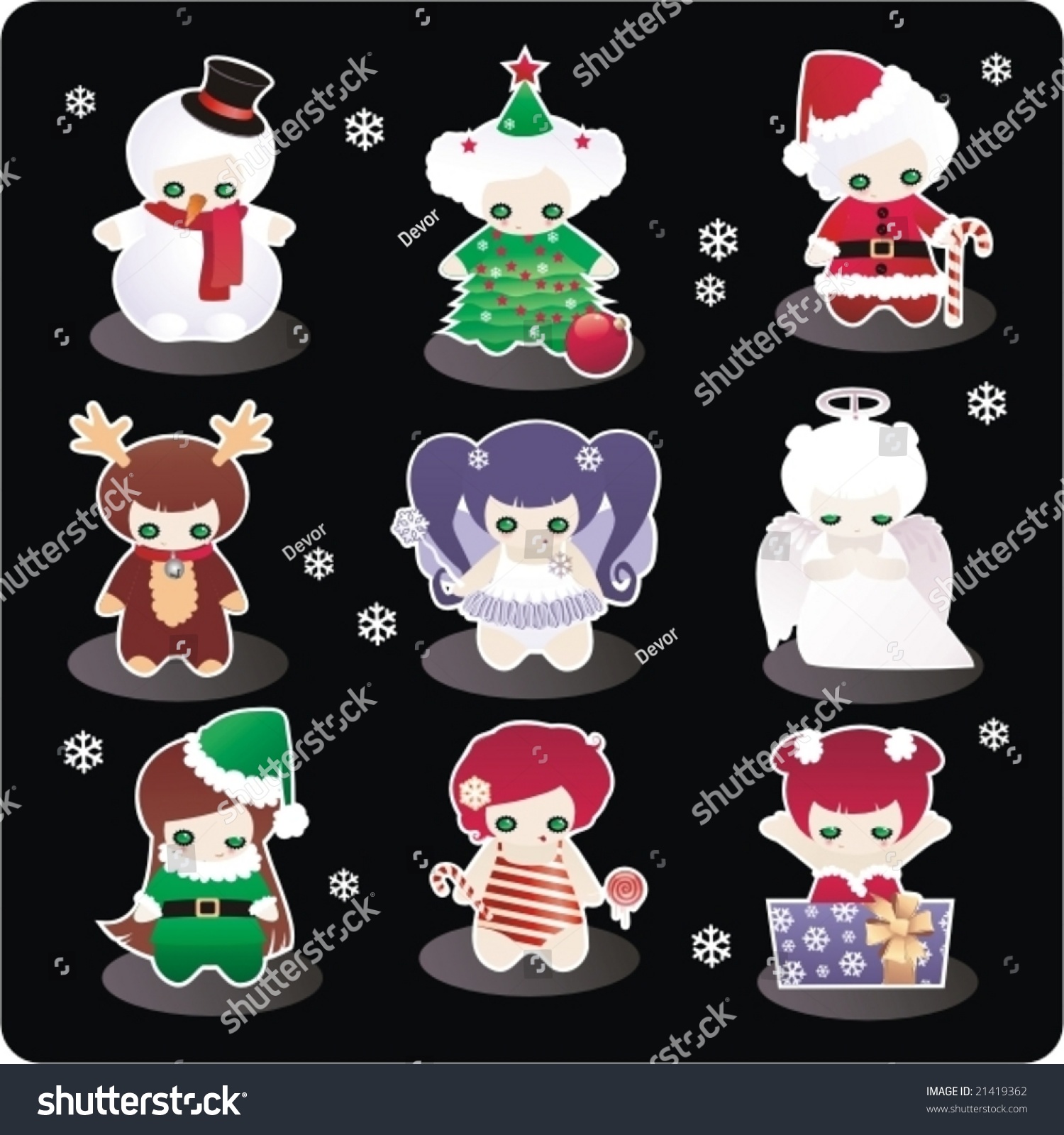 Funny Christmas Characters Stock Vector (Royalty Free) 21419362 ...