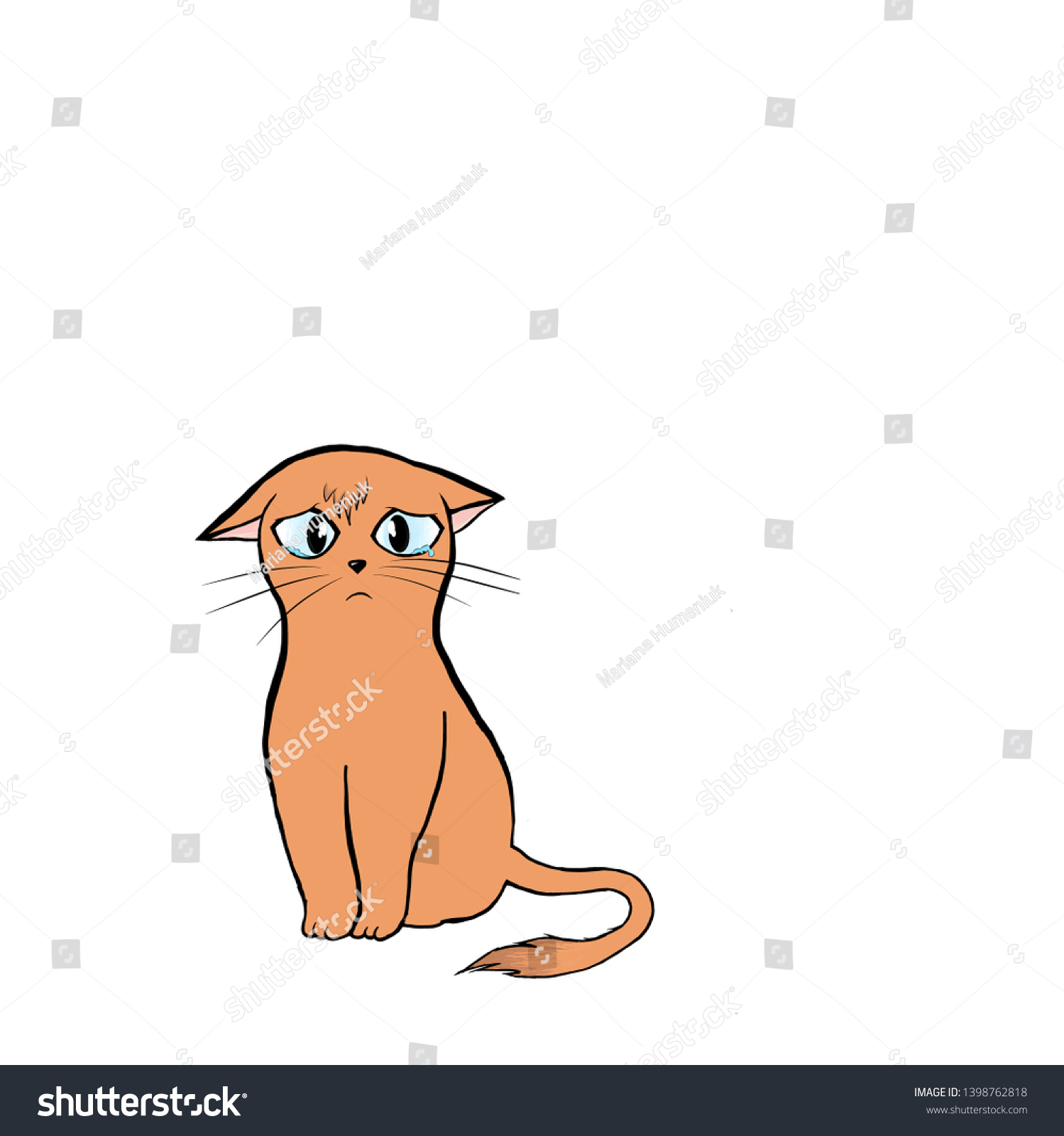 Funny Crying Cat Sticker Vector Illustration Stock Vector (Royalty Free ...