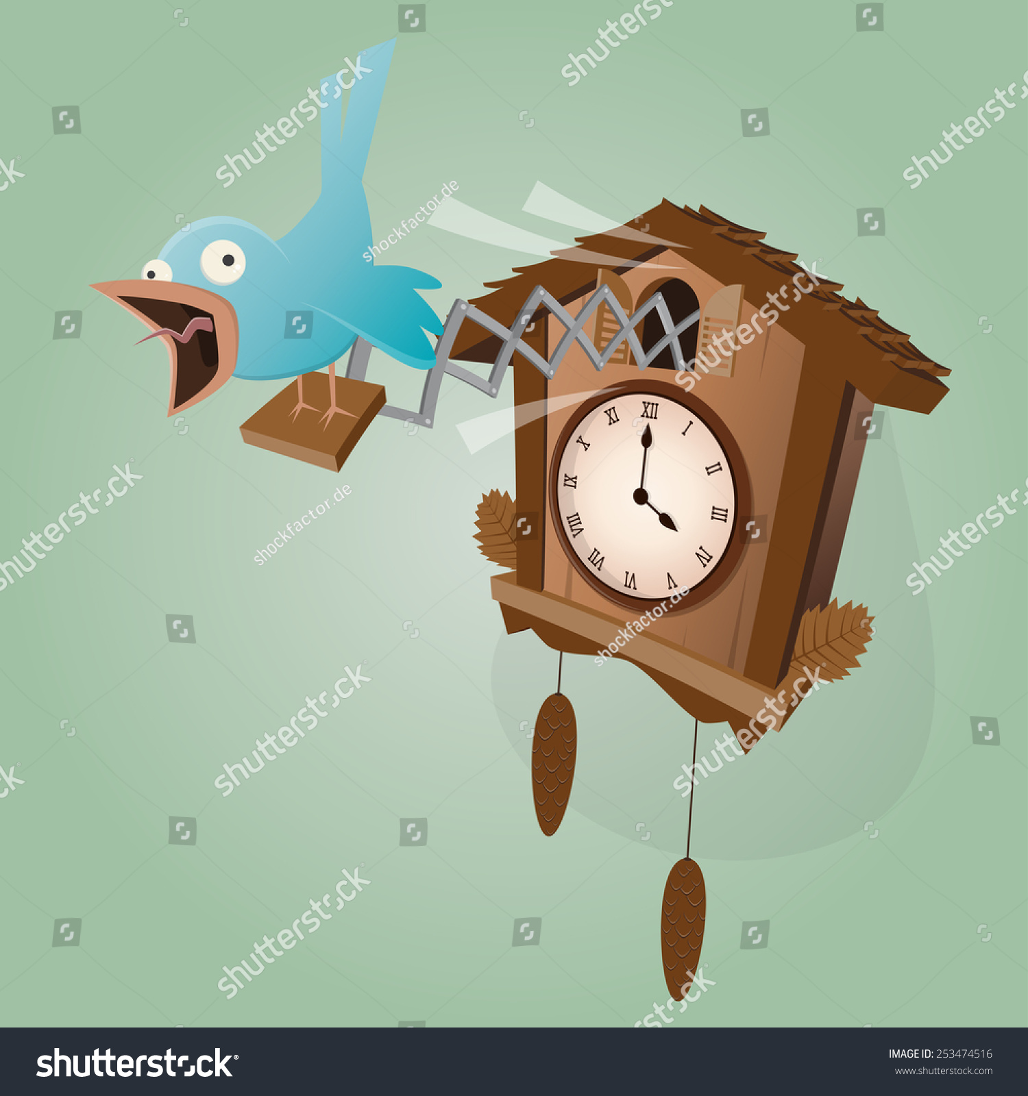 Funny Cuckoo Clock Illustration Stock Vector (Royalty Free) 253474516 ...