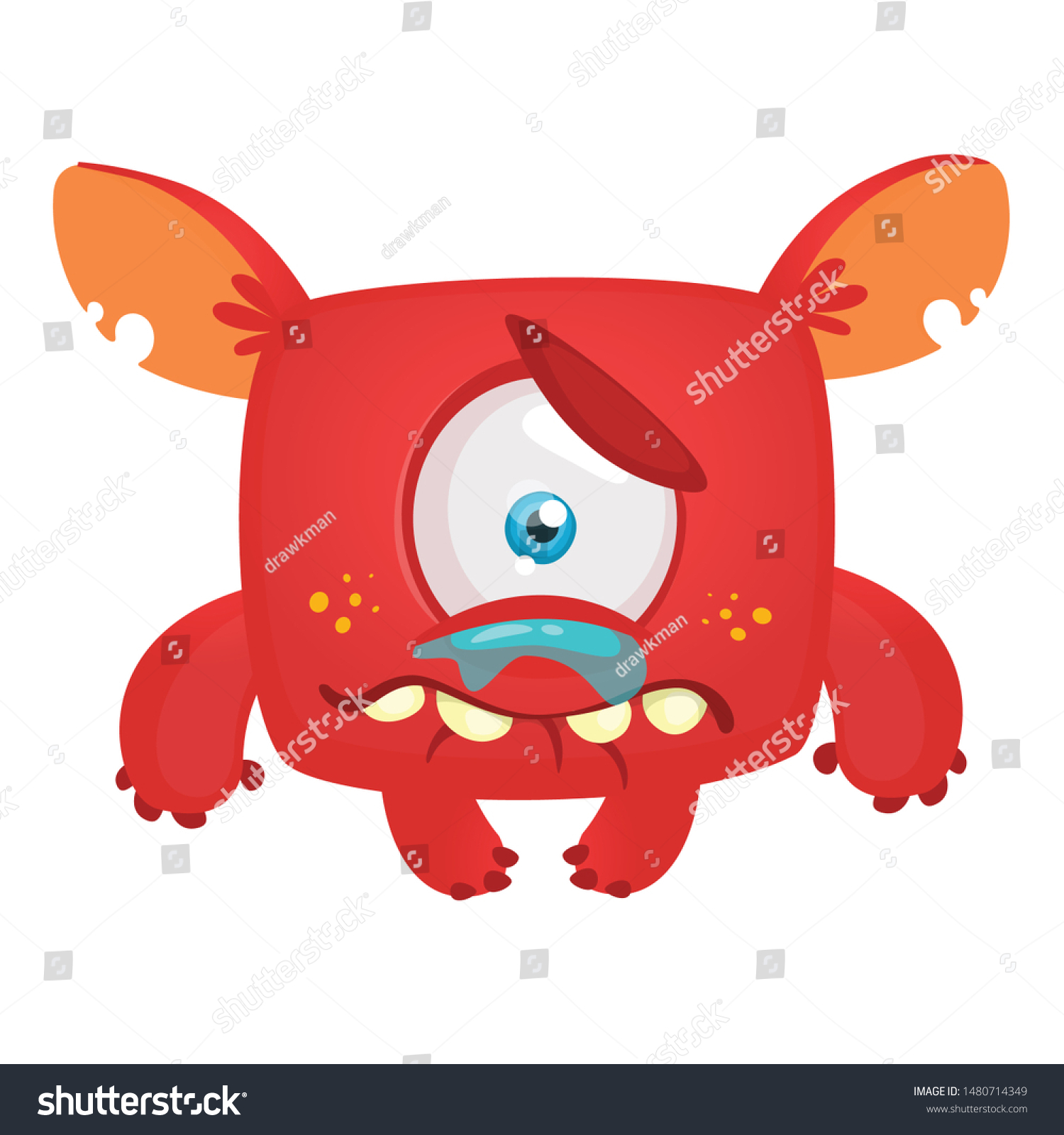 Funny Cyclops Crying Sad Creature Illustration Stock Vector (Royalty ...