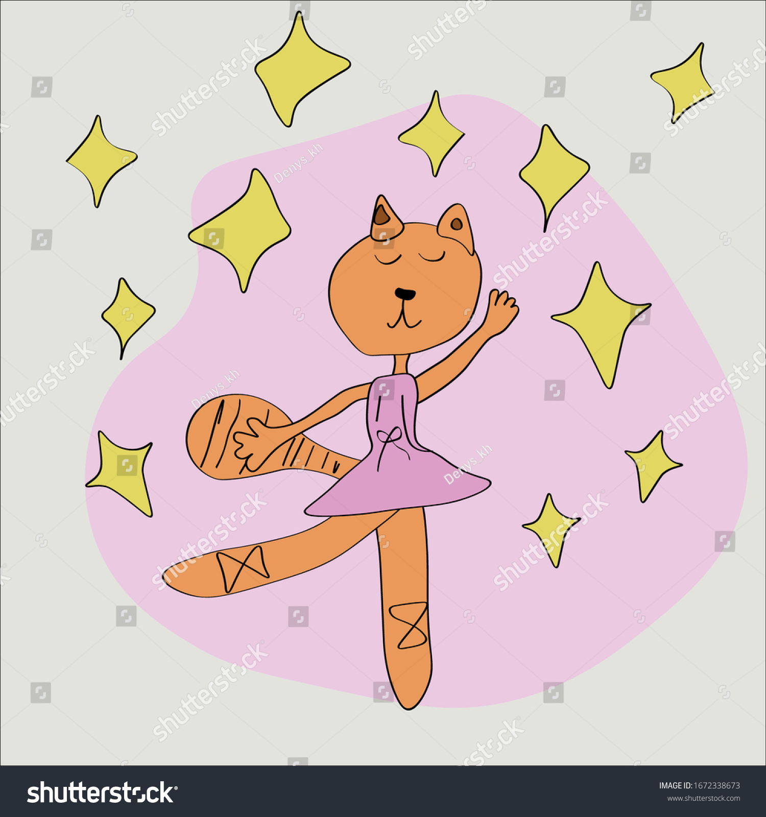 Funny Dancing Cat Ballerina Vector Drawing Stock Vector (Royalty Free ...