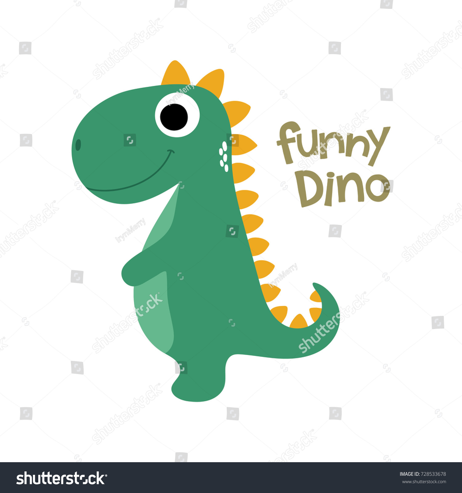 Funny Dinosaur Vector Illustration: vetor stock (livre de direitos ...