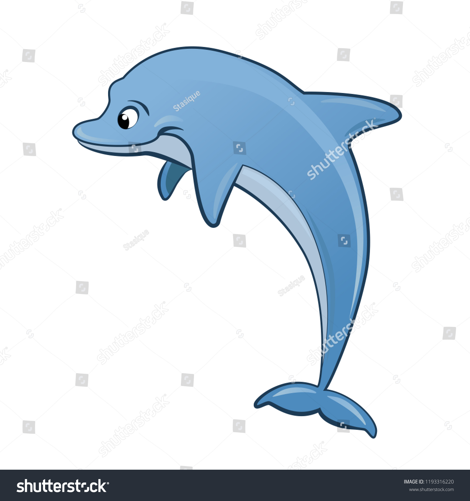 Funny Dolphin Vector Illustration Stock Vector (Royalty Free) 1193316220