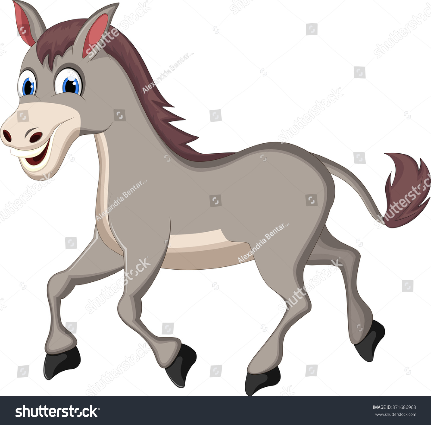 Funny Donkey Cartoon Running Stock Vector (Royalty Free) 371686963