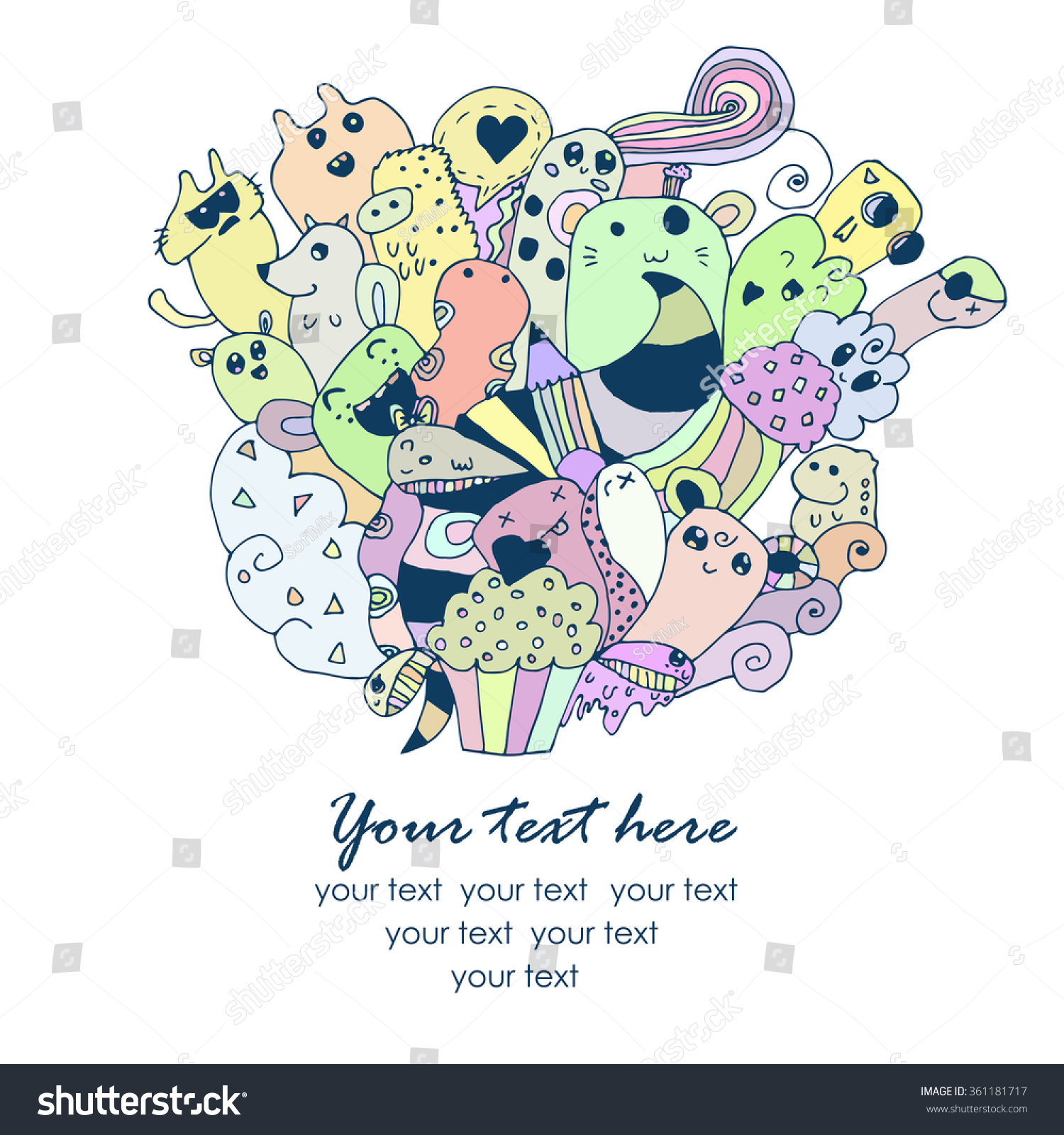 Funny Doodle Vector Illustration Vector Cartoon: vector de stock (libre ...