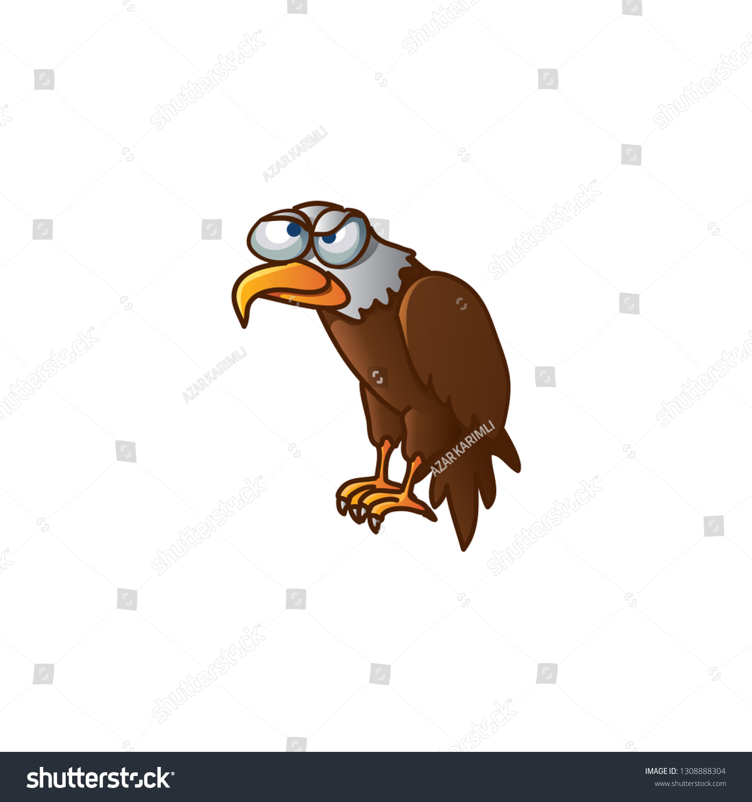 Funny Eagle Cartoon Icon Stock Vector (Royalty Free) 1308888304 ...