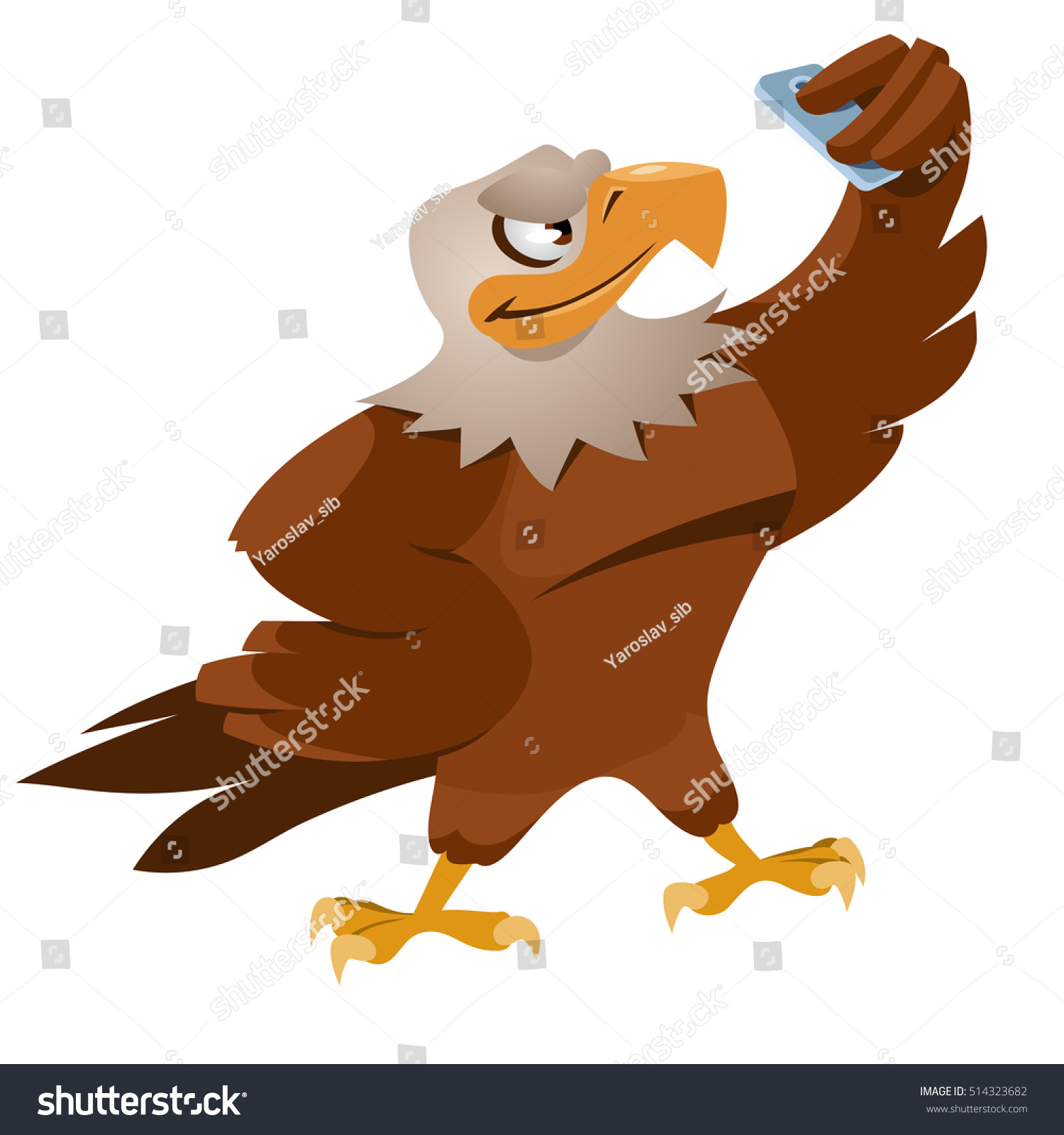 Funny Eagle Making Selfie Cartoon Styled Stock Vector (Royalty Free ...